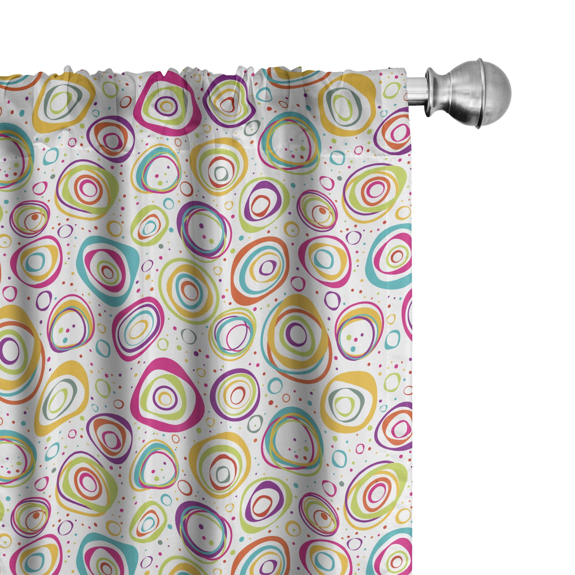 Ambesonne Colorful Curtains, Circle and Dots Spring, Pair of 28"x84 ...