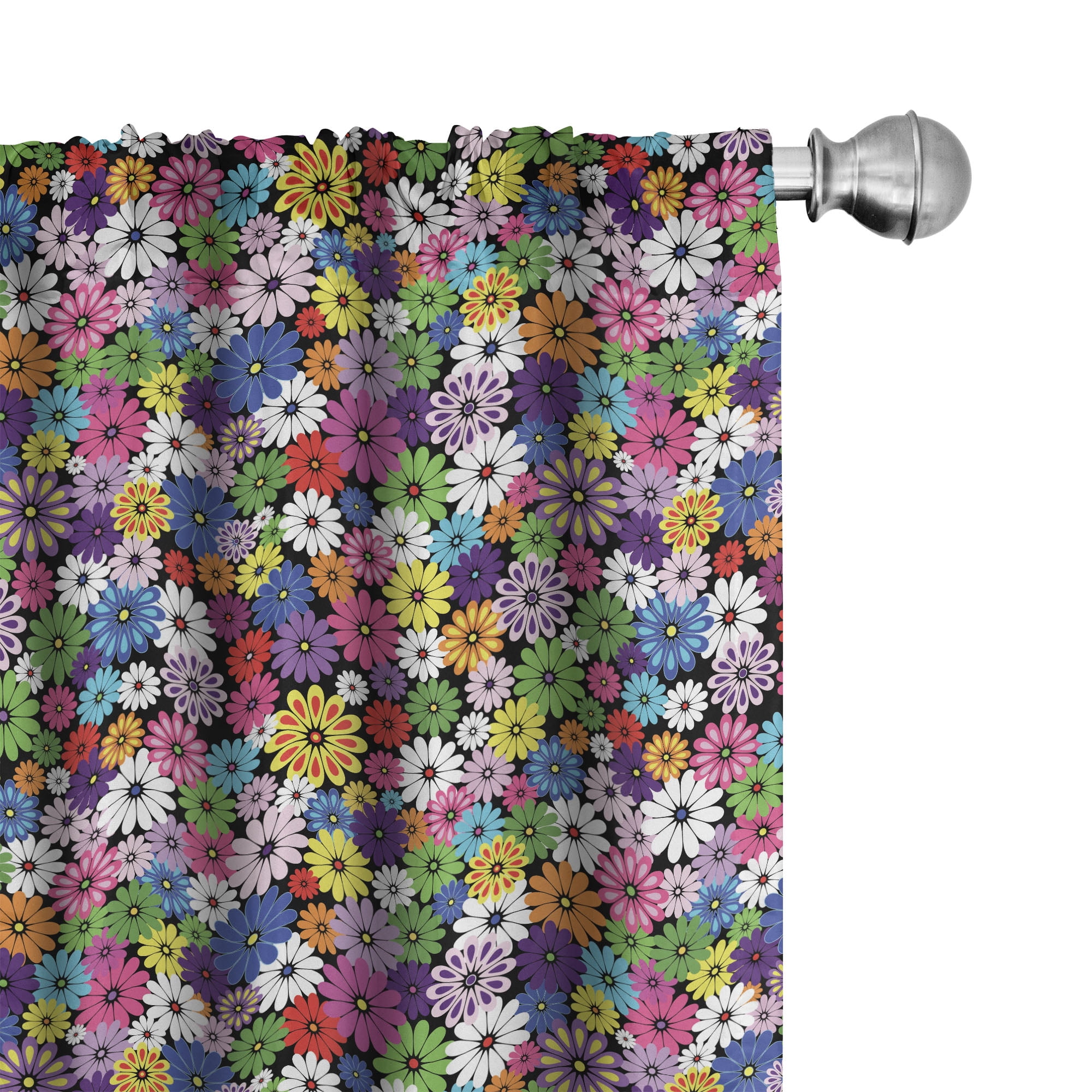 Ambesonne Colorful Curtains, Floral Vivid Daisies, Pair of 28"x63 ...