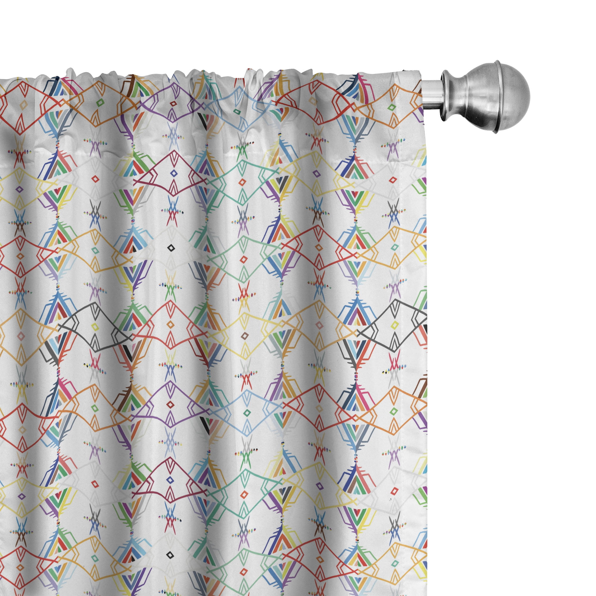 Ambesonne Colorful Curtains, Motifs, Pair of 28"x84", Multicolor ...