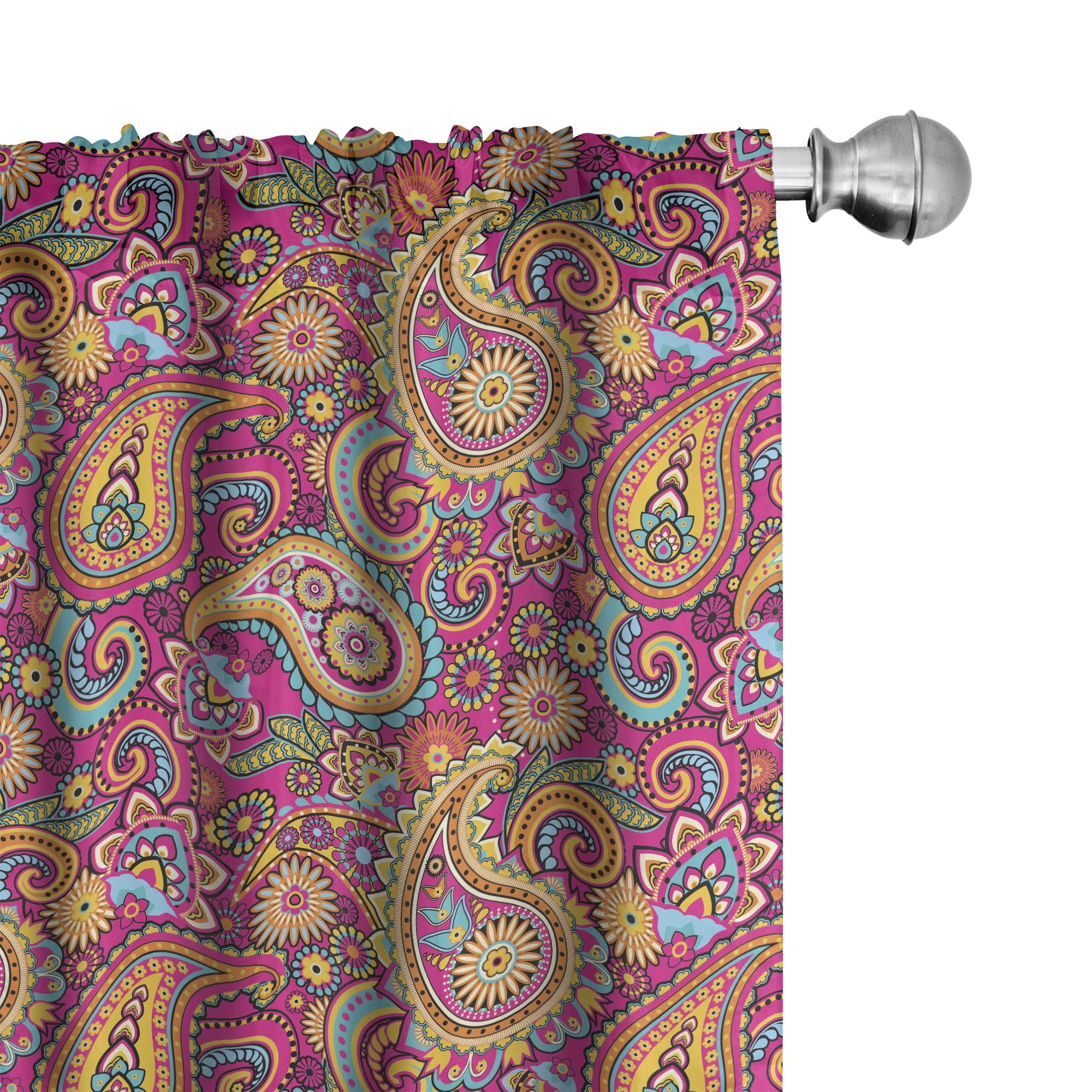 Ambesonne Colorful Curtains, Paisley Eastern, Pair of 28"x63 ...
