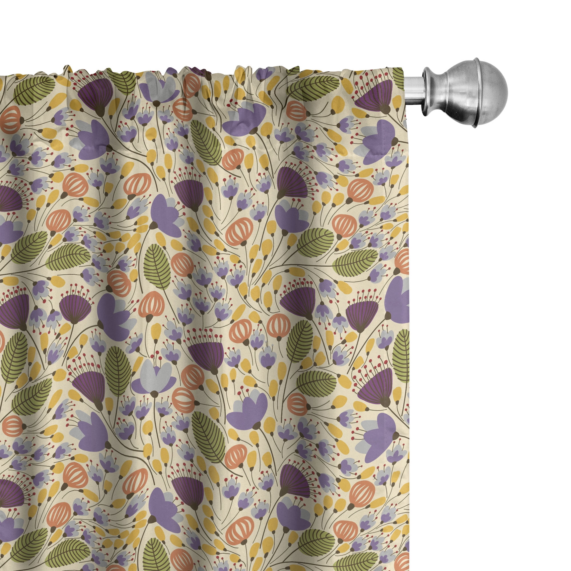Ambesonne Colorful Curtains, Romantic Doodle Retro, Pair of 28"x84 ...