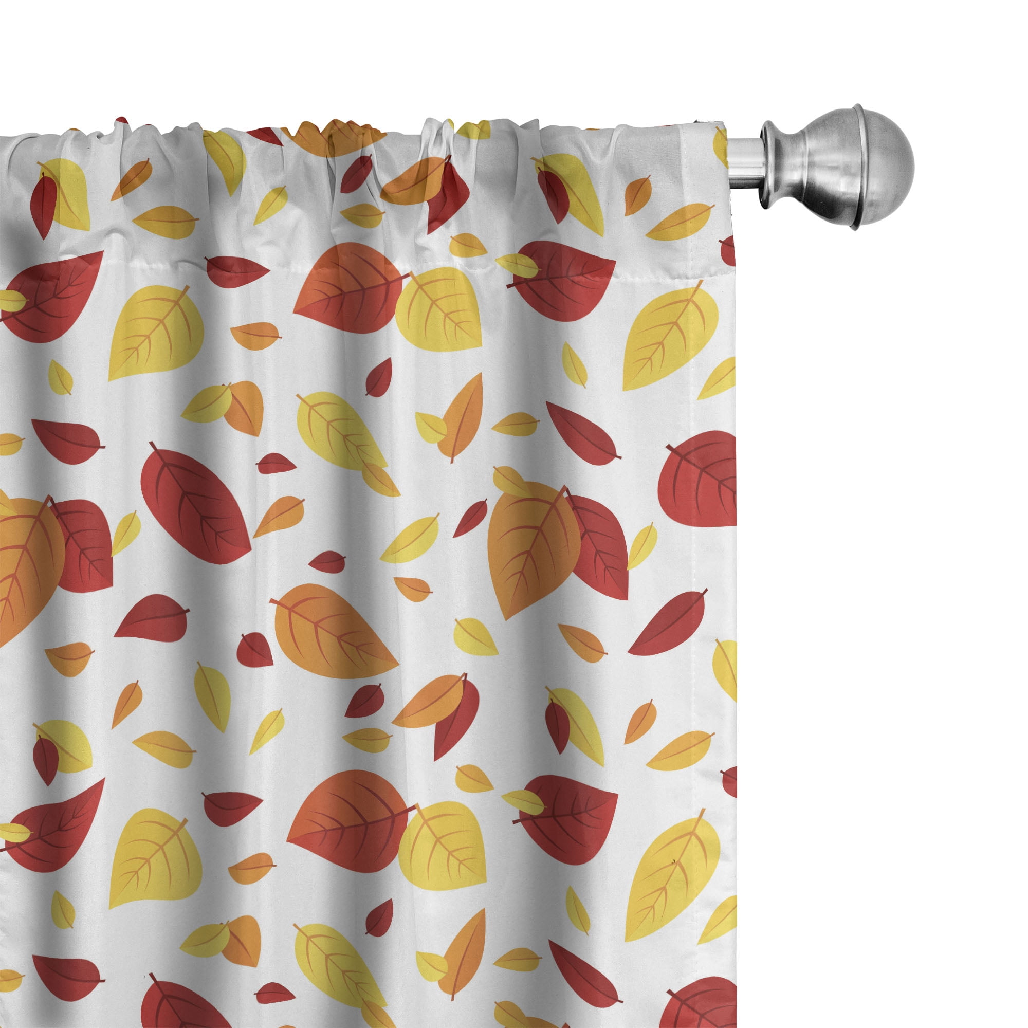 Ambesonne Colorful Curtains, Seasonal Fall Leaves, Pair of 28"x84", Red ...