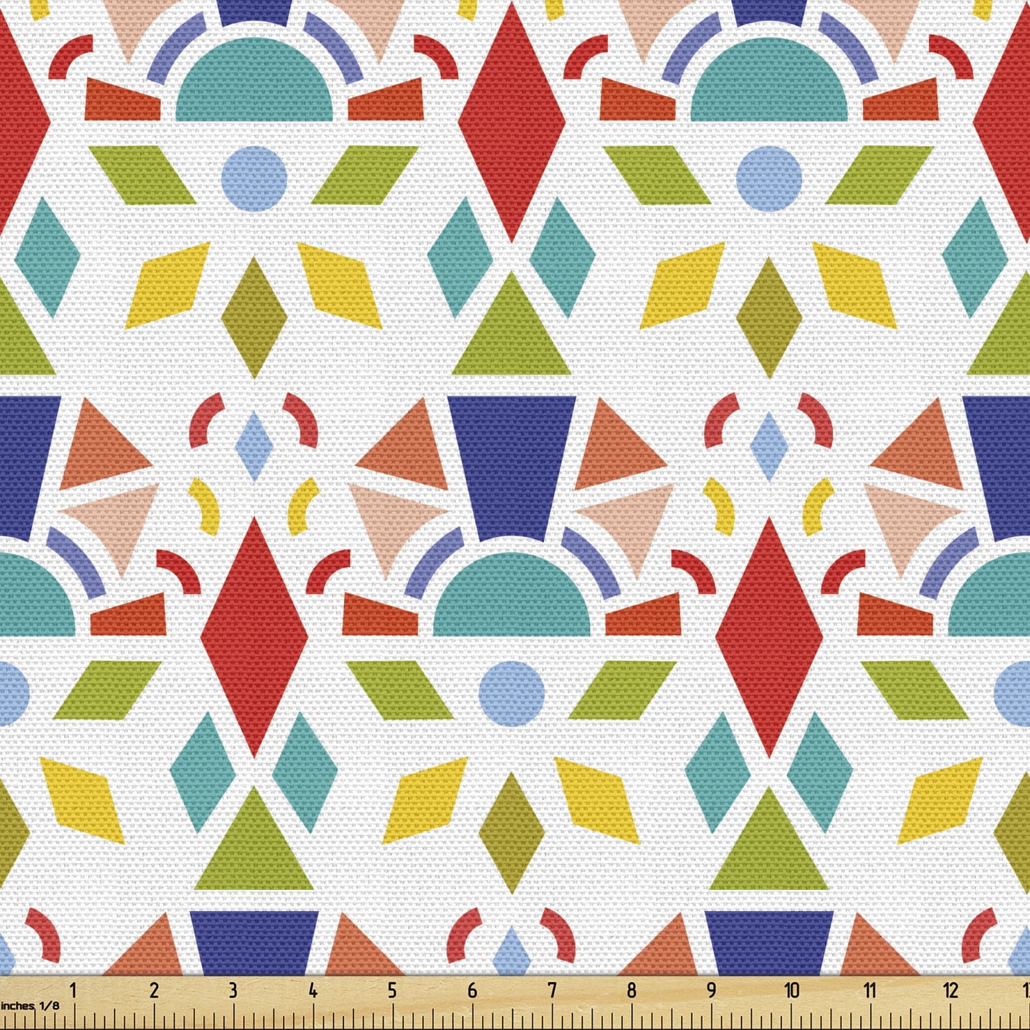 Ambesonne Colorful Fabric by the Yard Upholstery, Abstract Shapes ...