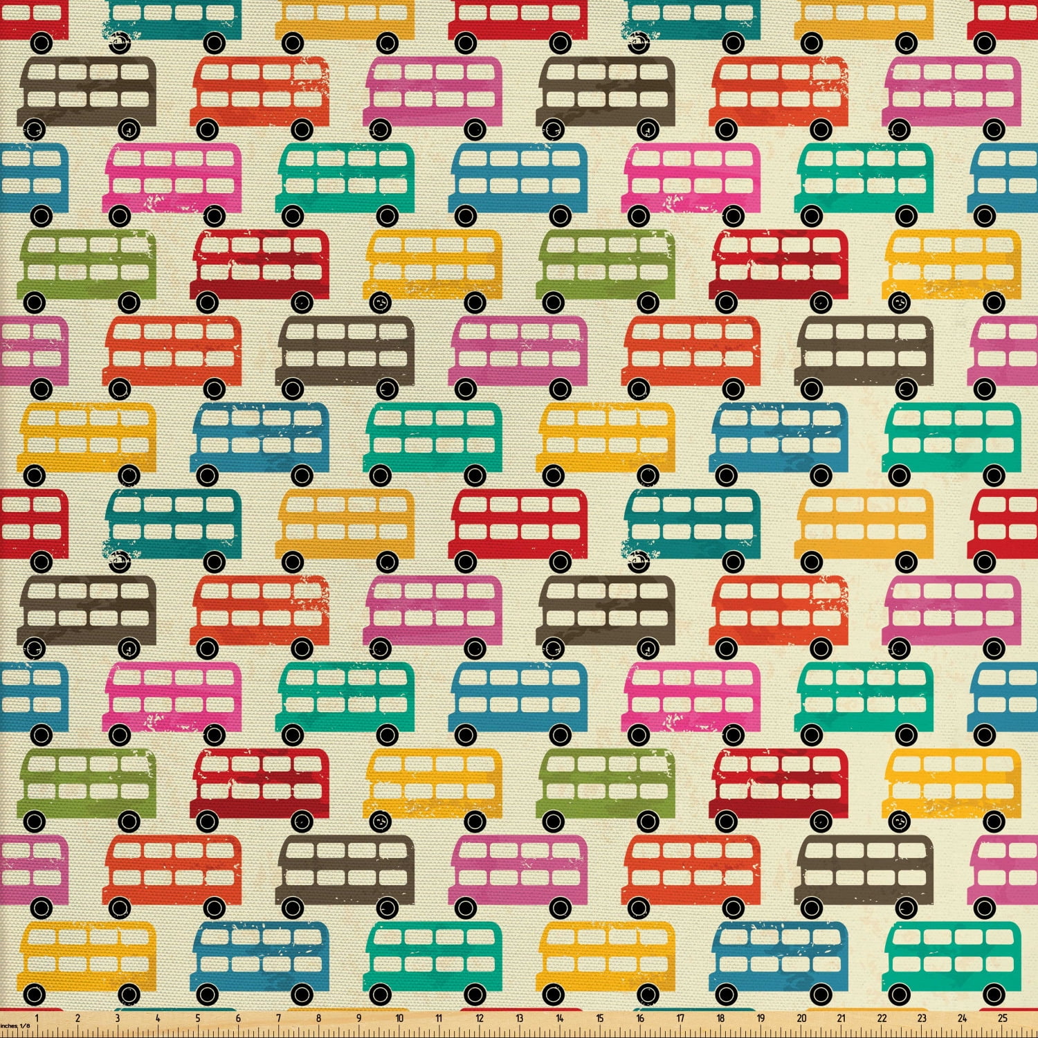 Ambesonne Colorful Fabric by the Yard Upholstery, Double Decker Bus, 5 ...