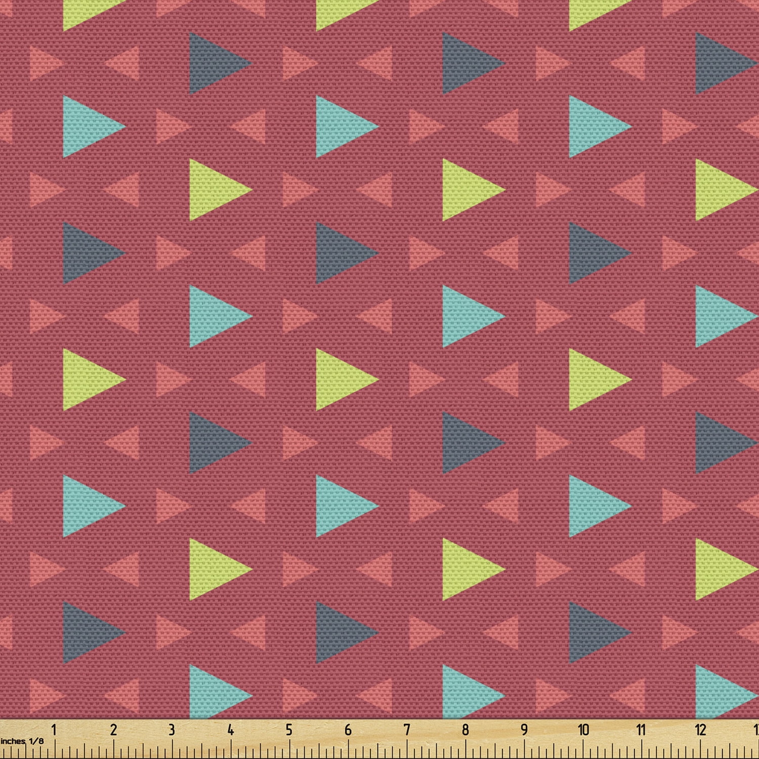 Ambesonne Colorful Fabric by the Yard Upholstery, Geometric Triangle ...