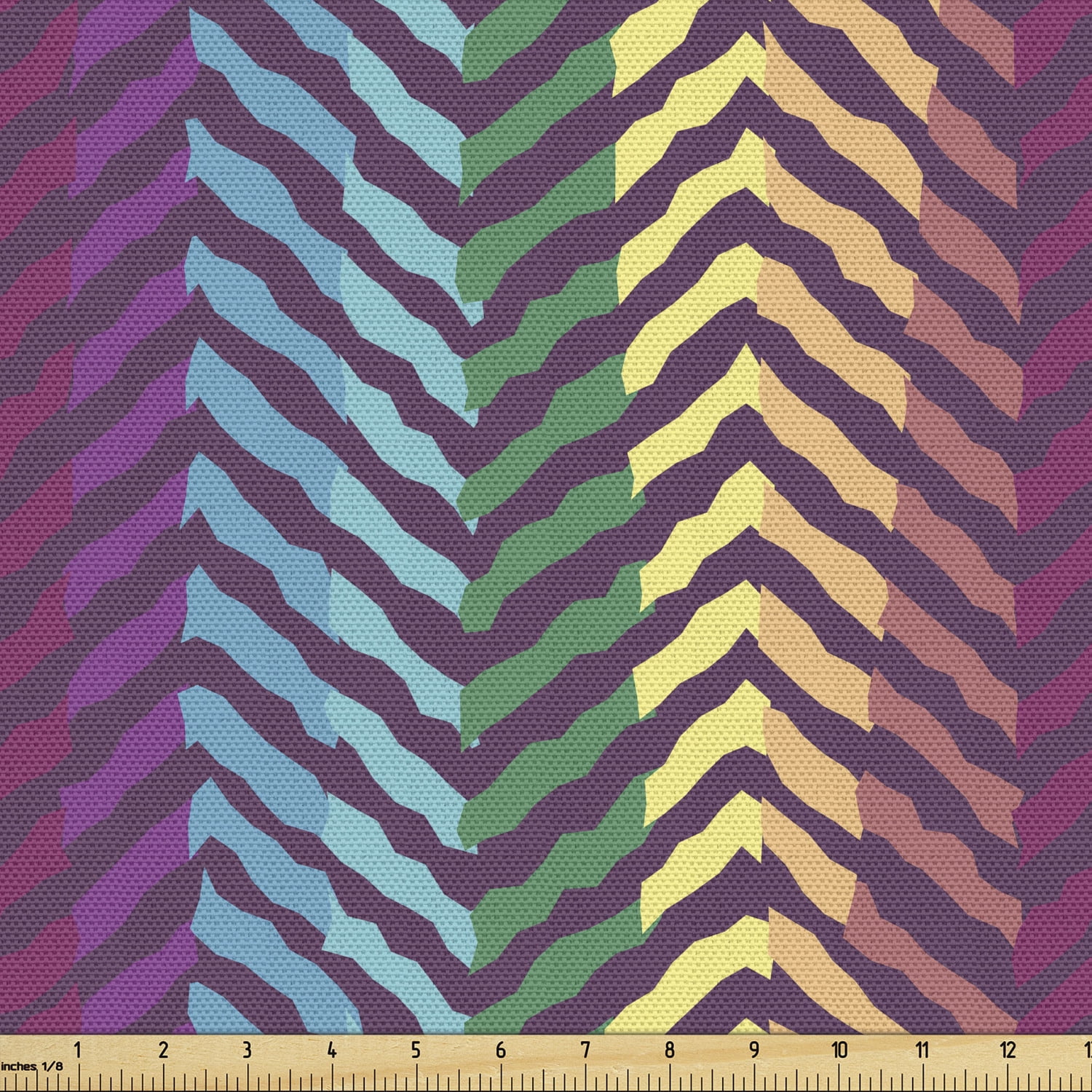 Ambesonne Colorful Fabric by the Yard Upholstery, Retro Tone Chevron ...