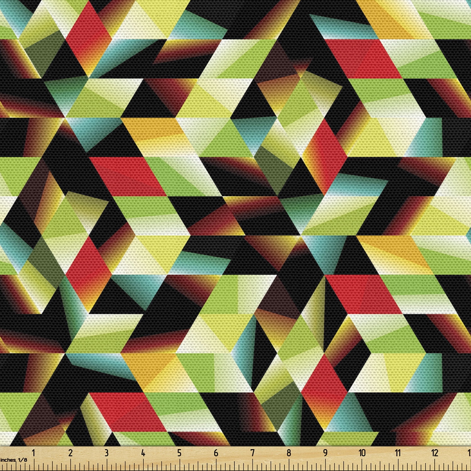 Ambesonne Colorful Fabric by the Yard Upholstery, Triangles Futuristic ...
