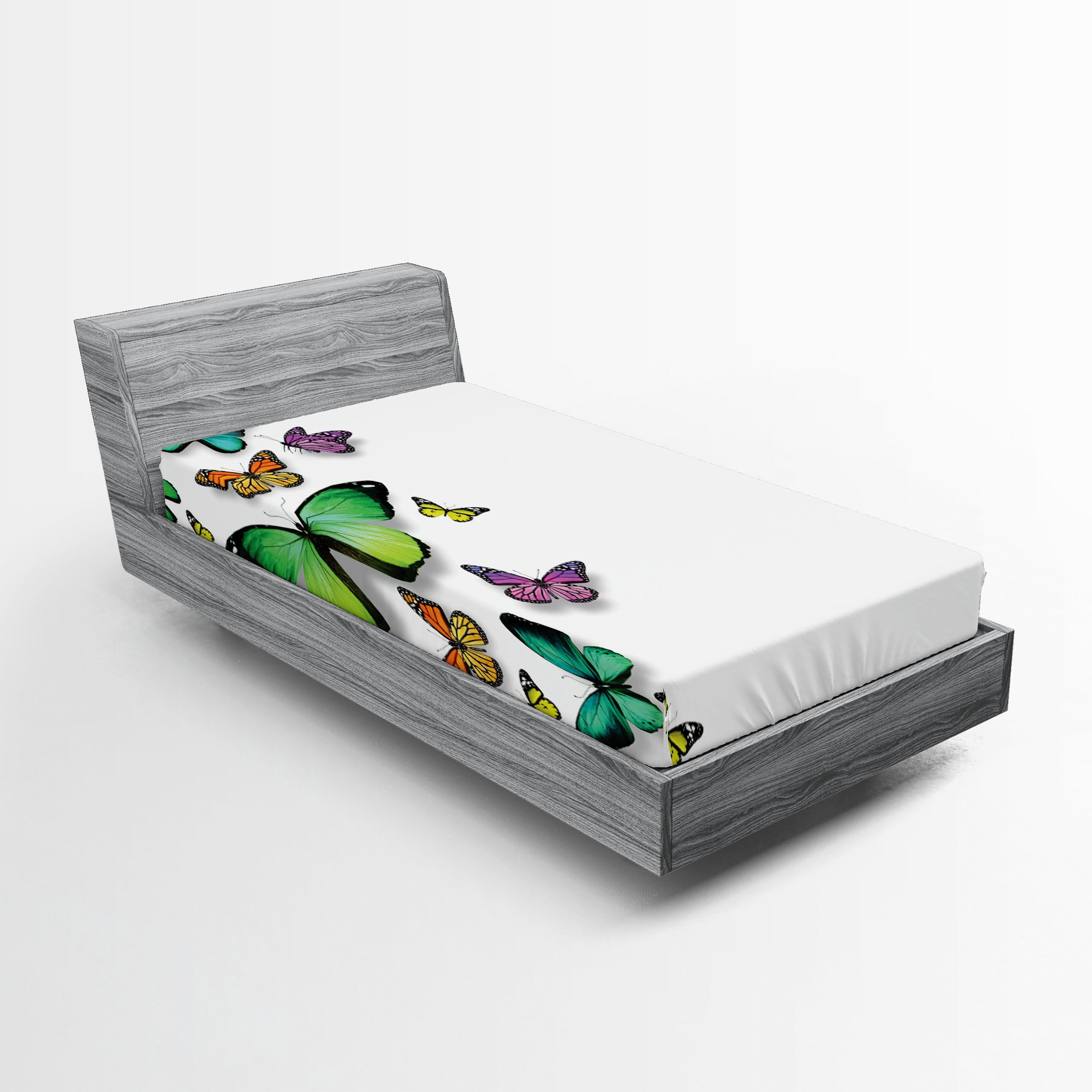 Ambesonne Colorful Fitted Sheet, Bohem Wild Butterflies, Twin Size ...