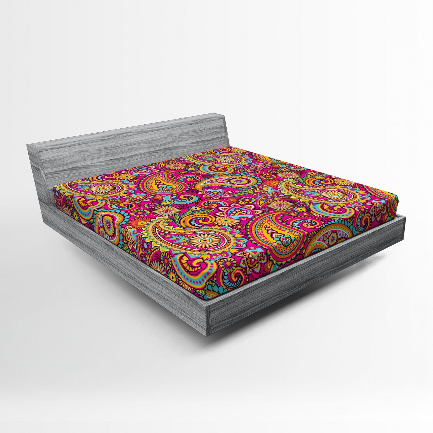Ambesonne Colorful Fitted Sheet, Paisley Eastern, Full Size, Multicolor ...