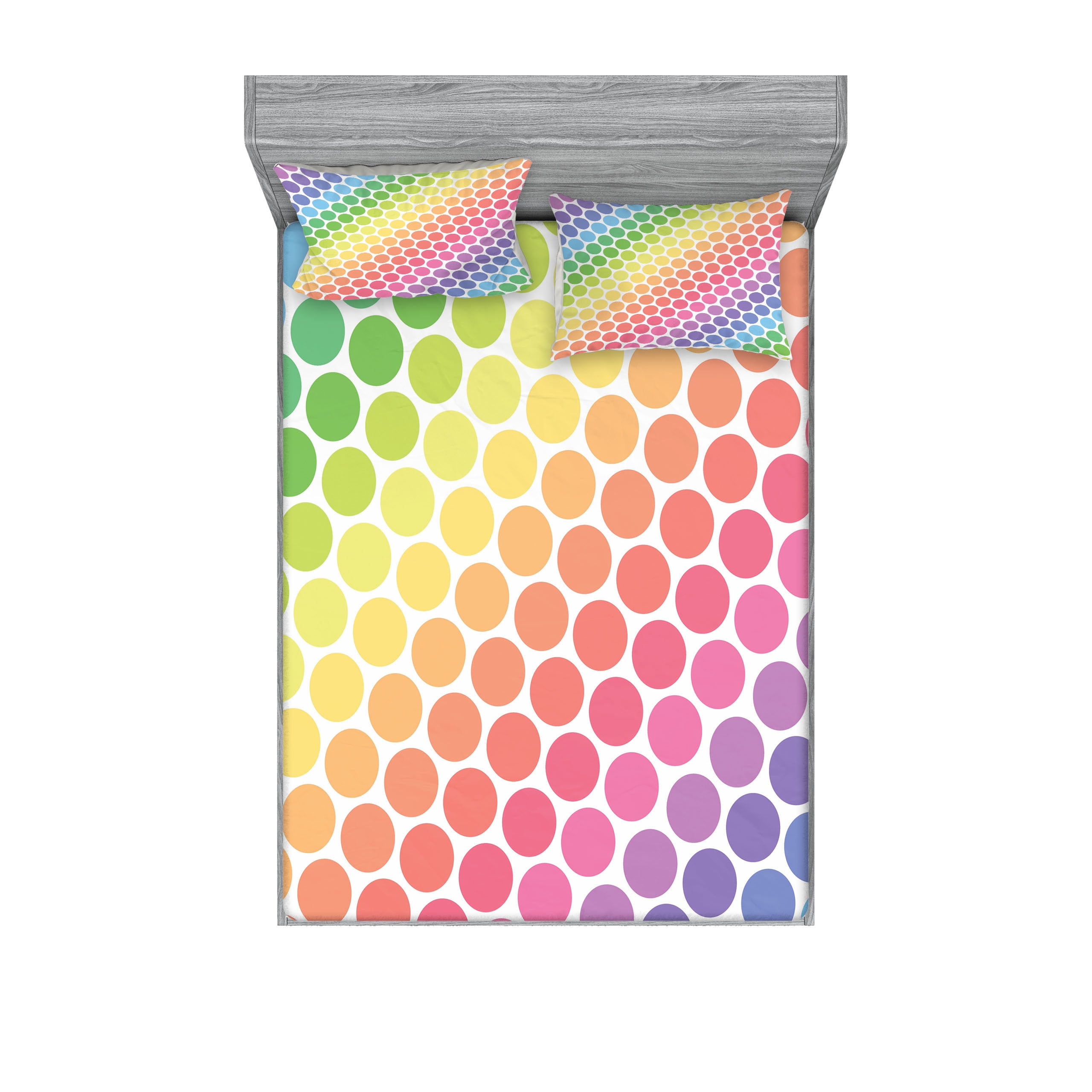 Ambesonne Colorful Fitted Sheet & Pillow Sham Set, Eternal Shapes Retro ...