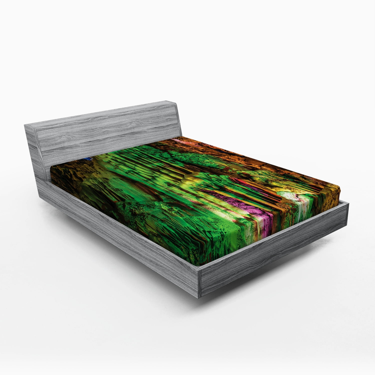 Ambesonne Colorful Fitted Sheet, Rainbow Colored Rock, Queen Size ...