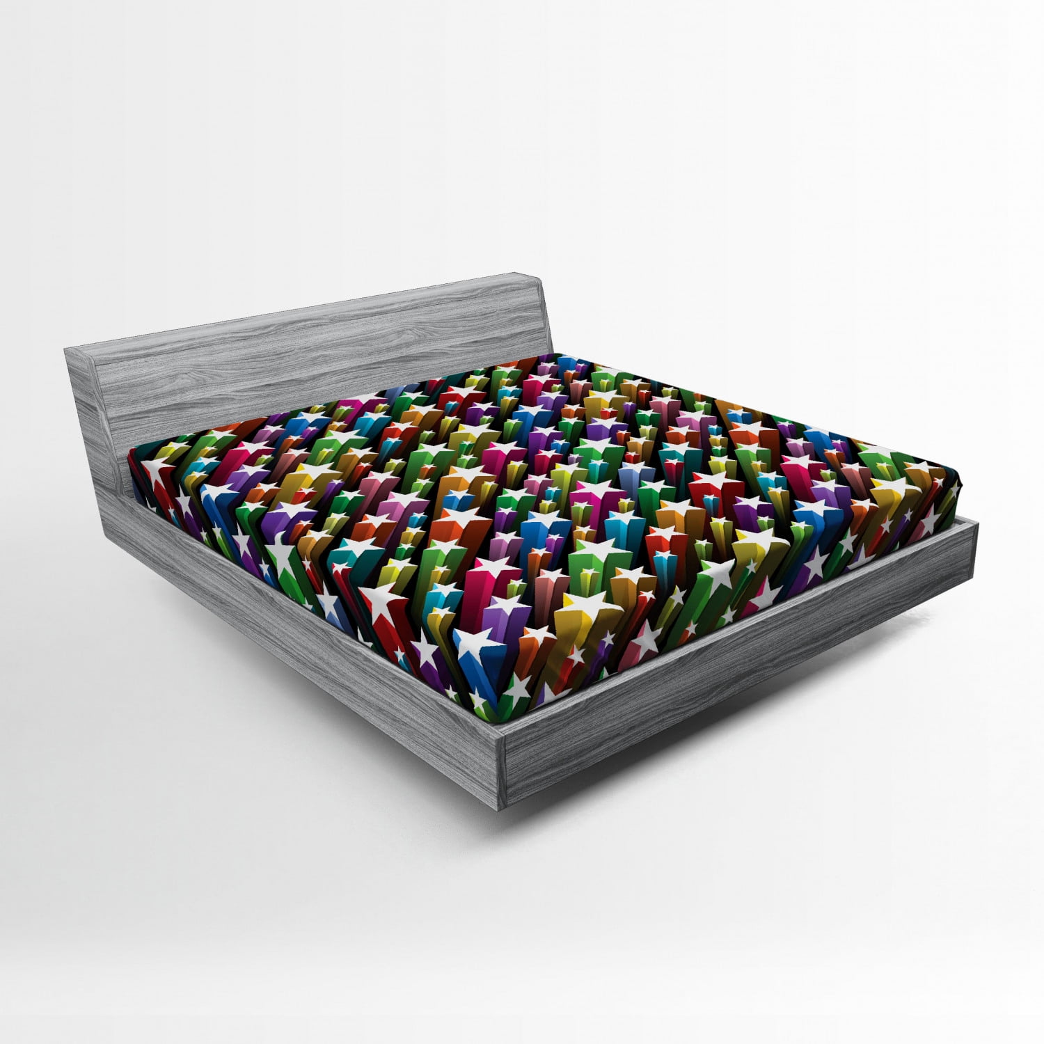 Ambesonne Colorful Fitted Sheet, Stars Disco, Full Size, Multicolor ...