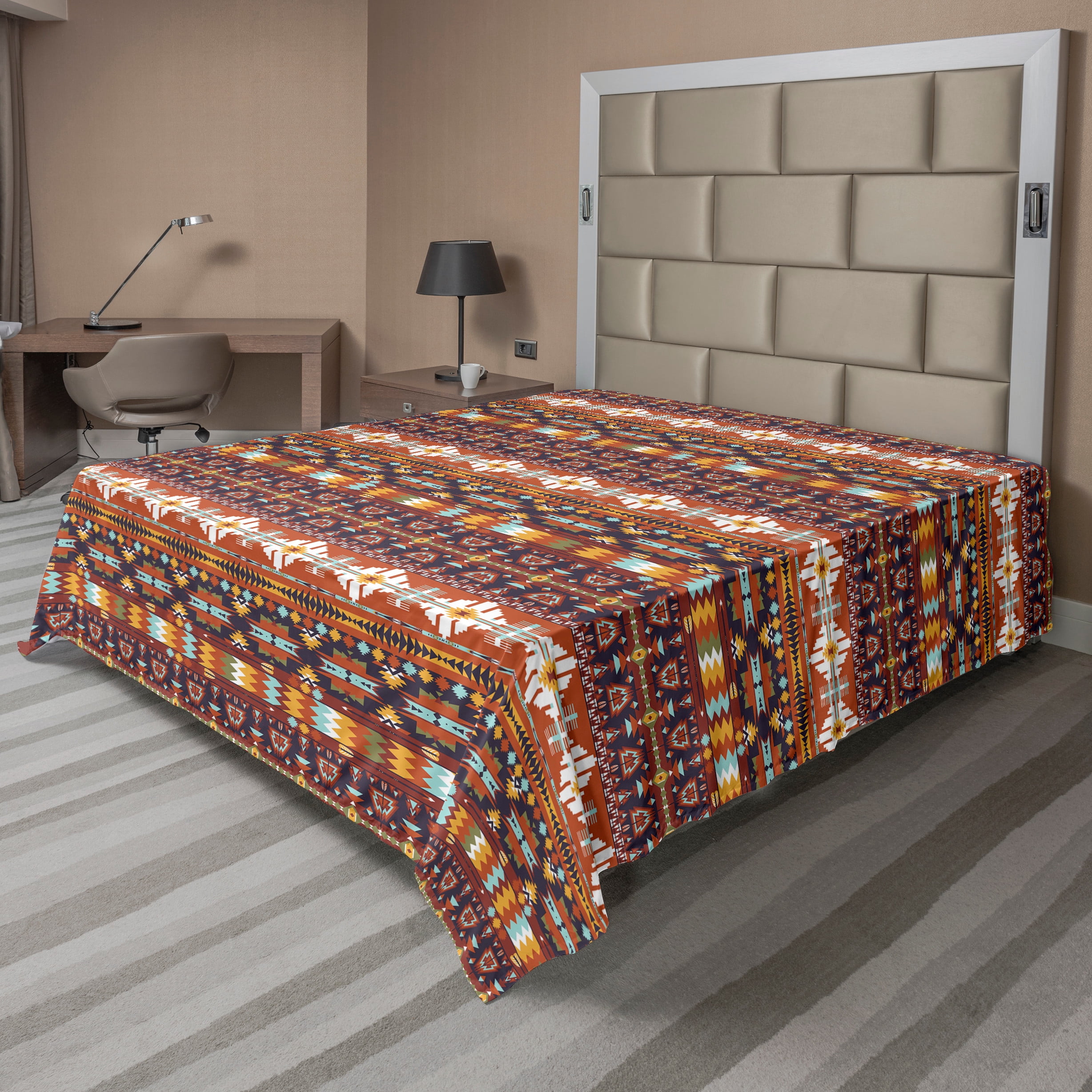 Ambesonne Colorful Flat Sheet, Aztec Style Arrow, Queen Size ...