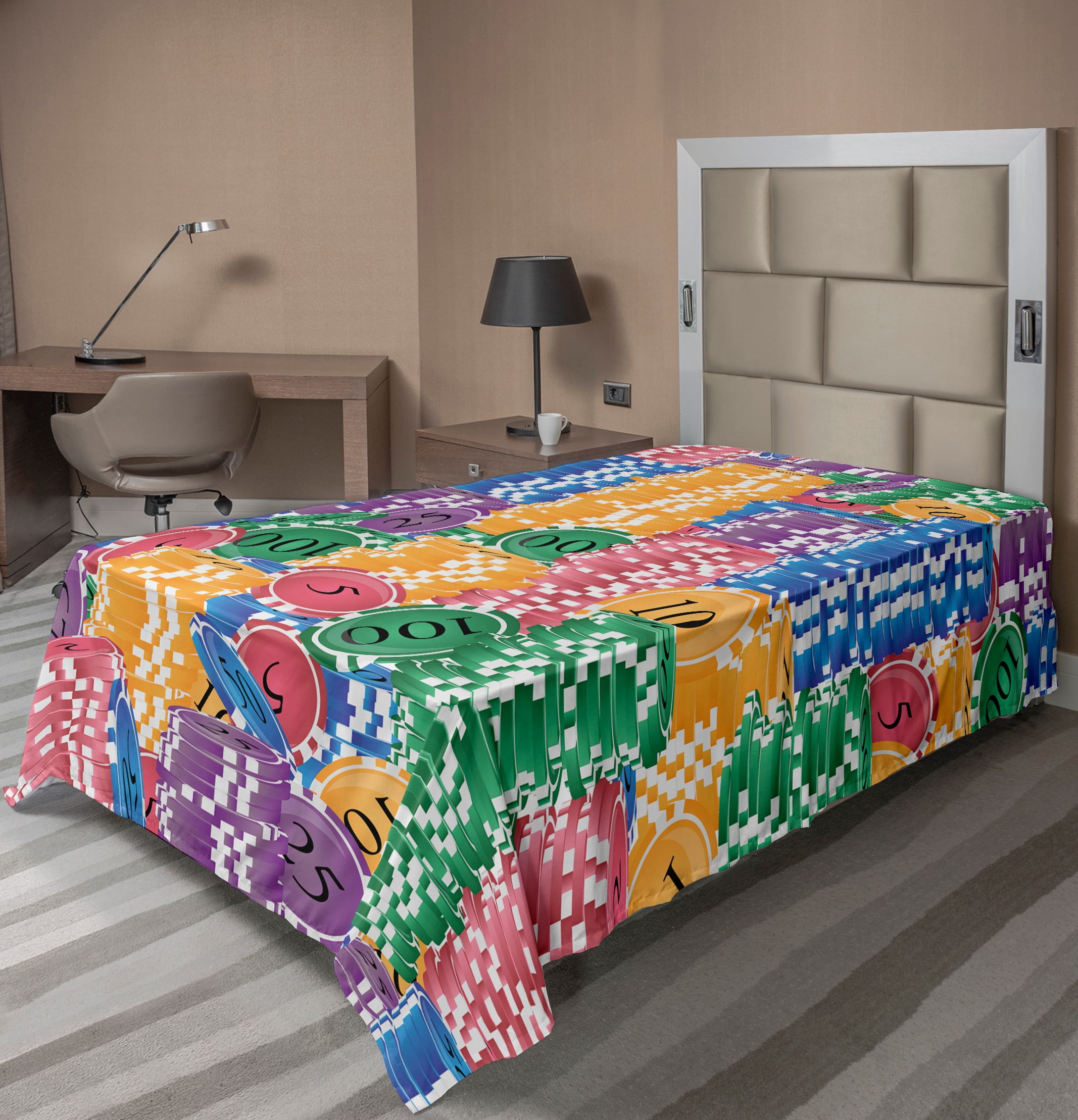 Ambesonne Colorful Flat Sheet, Casino Chips Luck, Twin Size, Multicolor ...