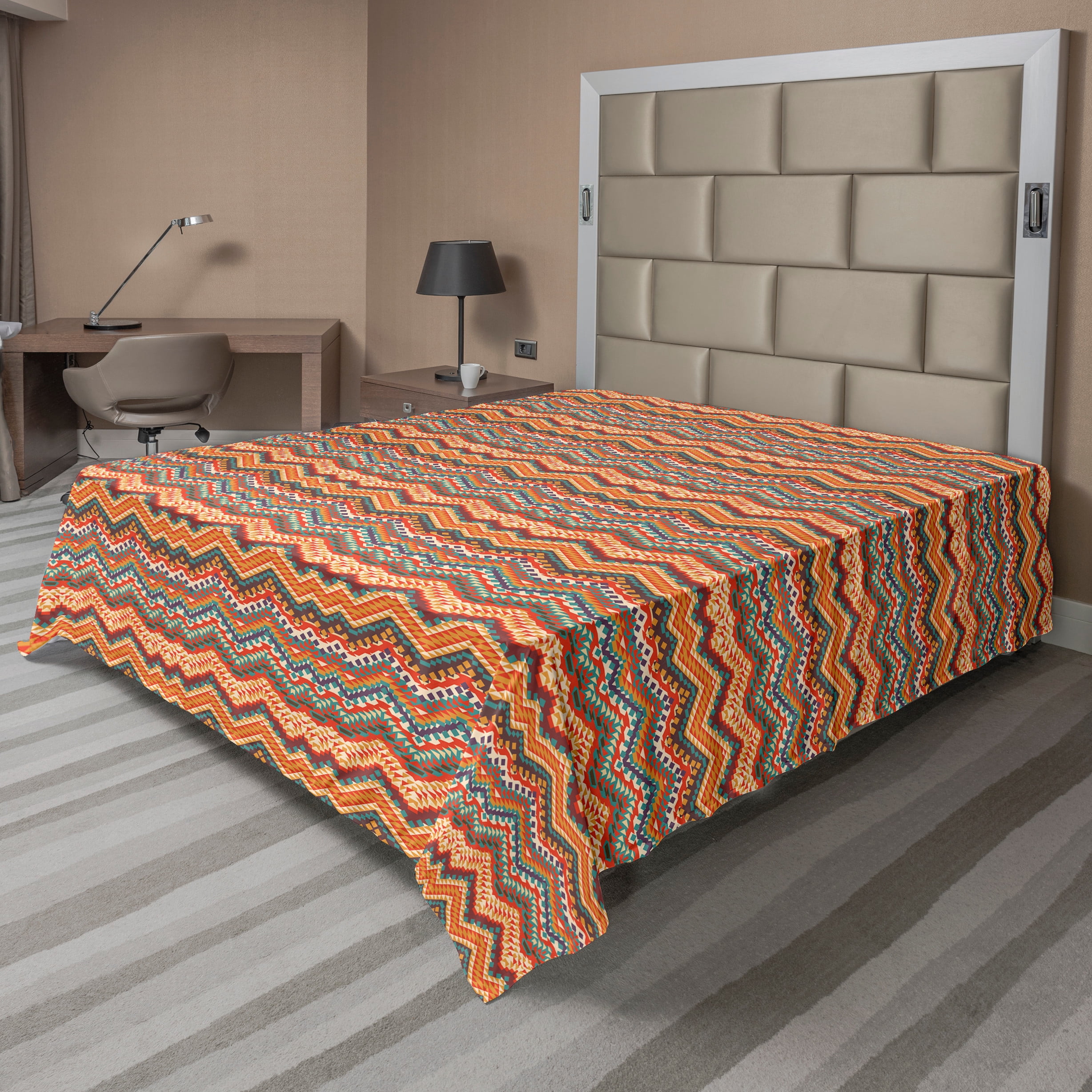 Ambesonne Colorful Flat Sheet, Chevron Zig Zag, California King, Multicolor - Walmart.com