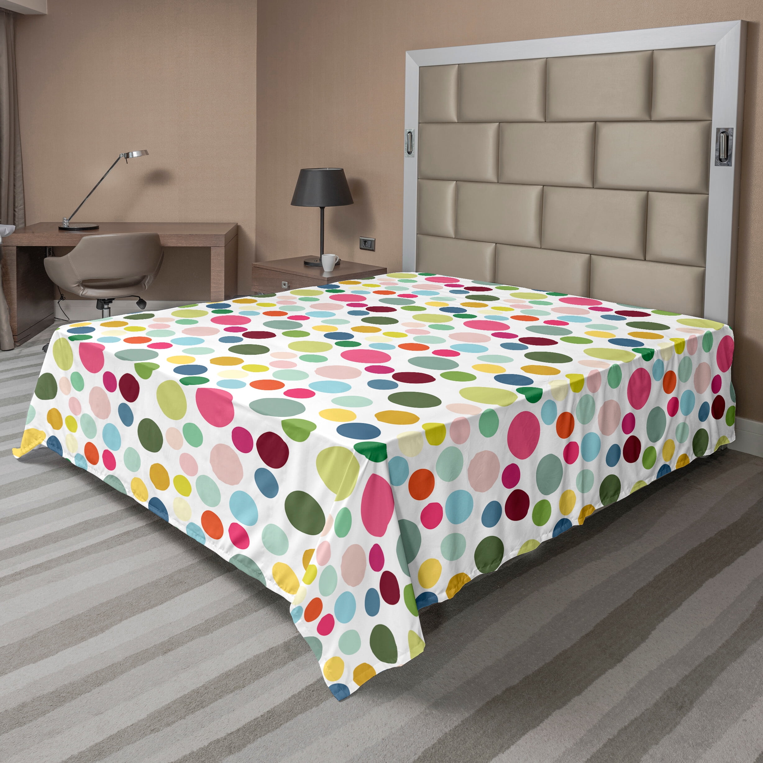 Ambesonne Colorful Flat Sheet, Circular Shapes Colorful, Queen Size ...