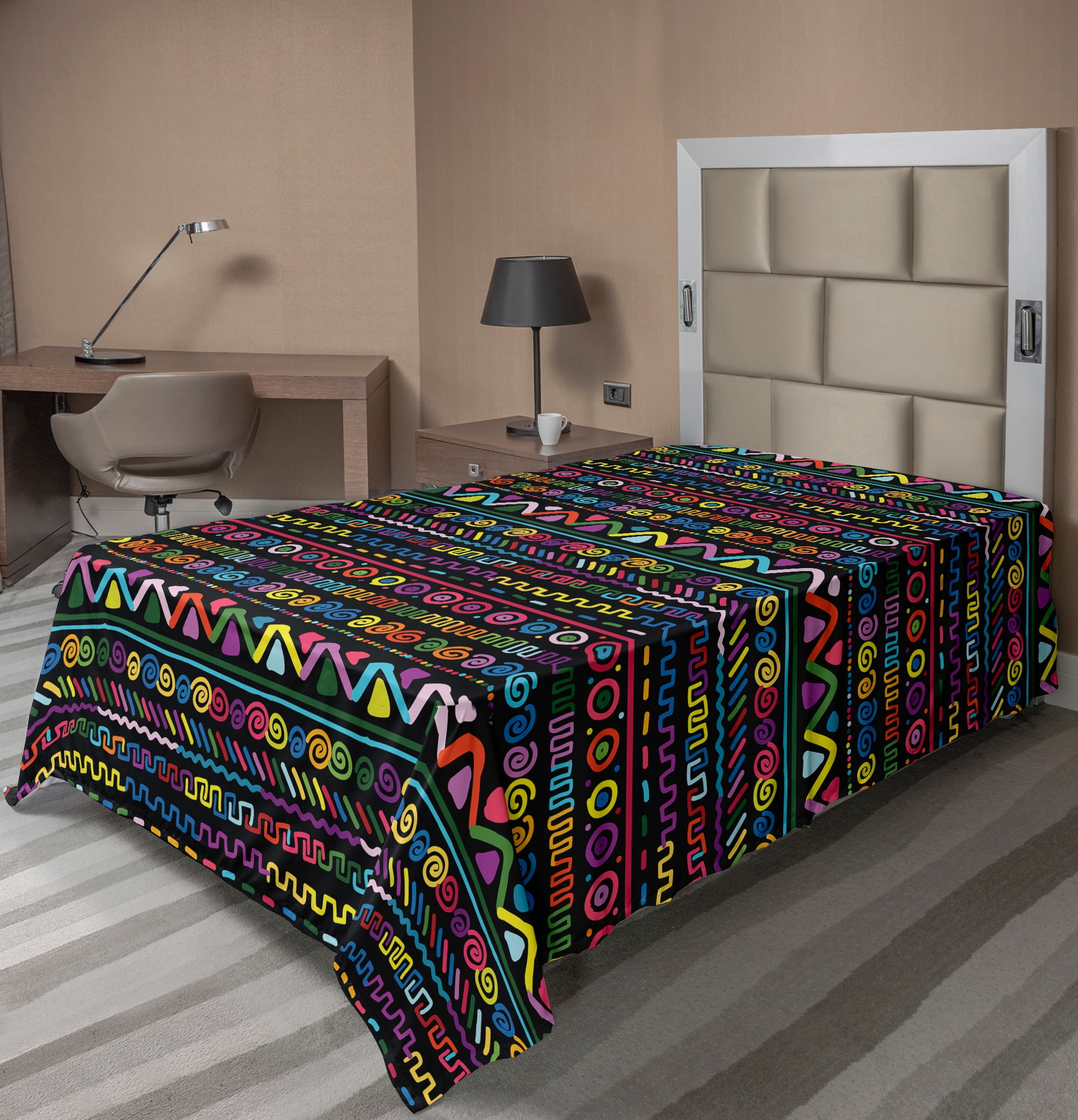 Ambesonne Colorful Flat Sheet, Hand Drawn Art, TwinXL Size, Multicolor ...