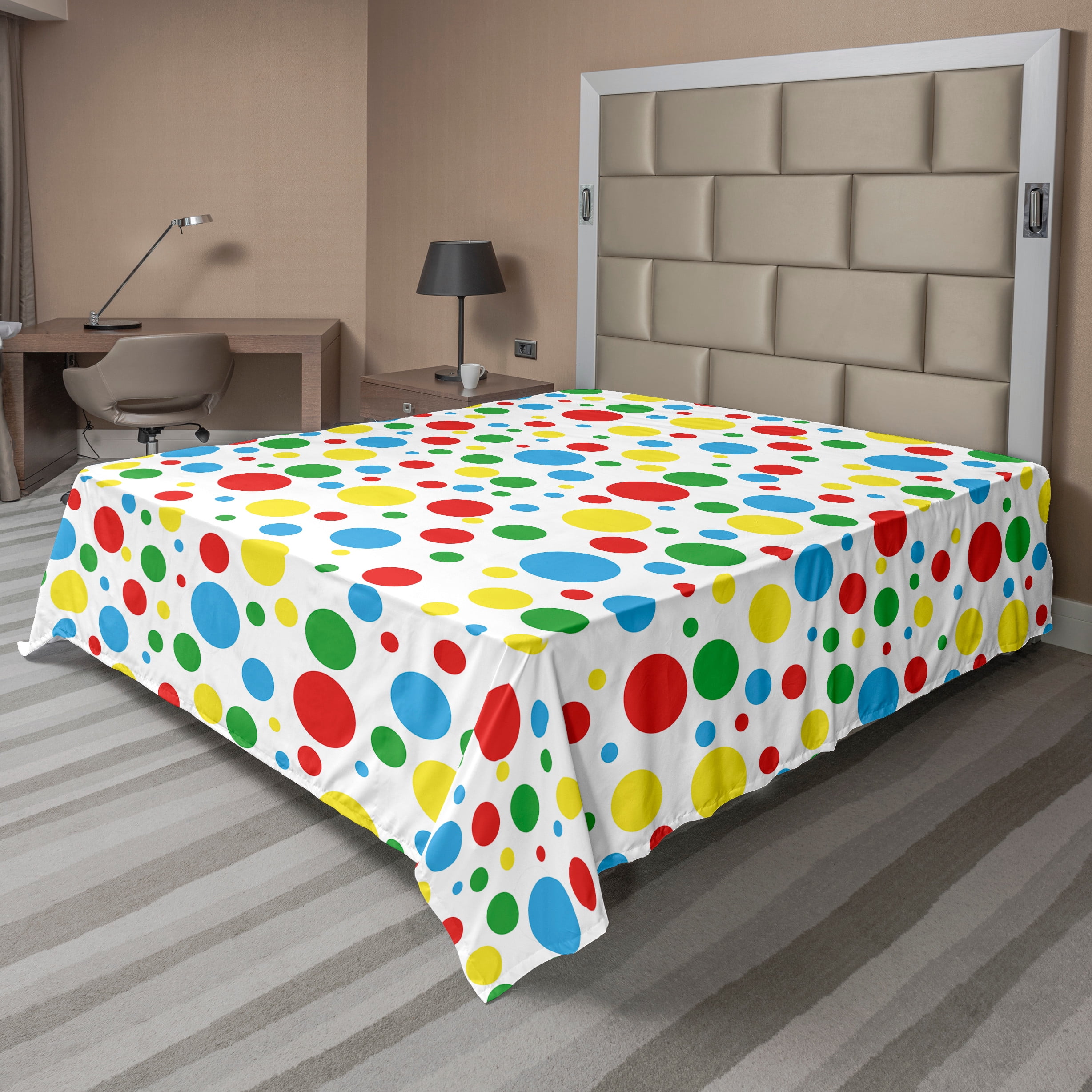 Ambesonne Colorful Flat Sheet, Multicolored Polka Dots, King Size ...