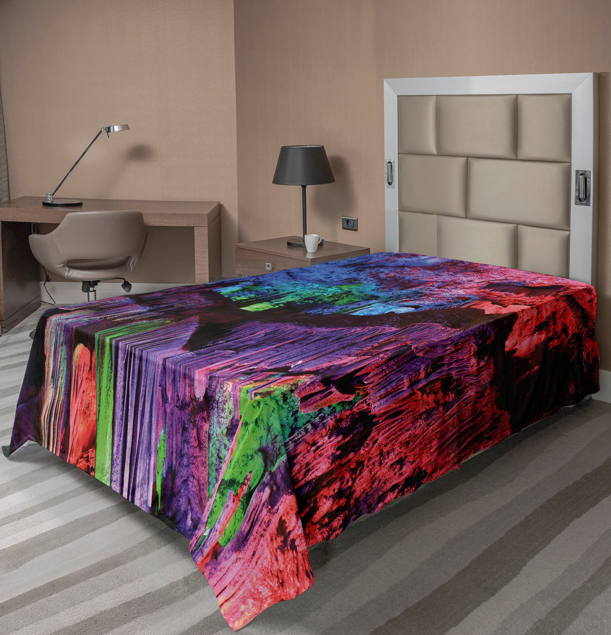 Ambesonne Colorful Flat Sheet, Rainbow Colored Rock, Twin Size ...