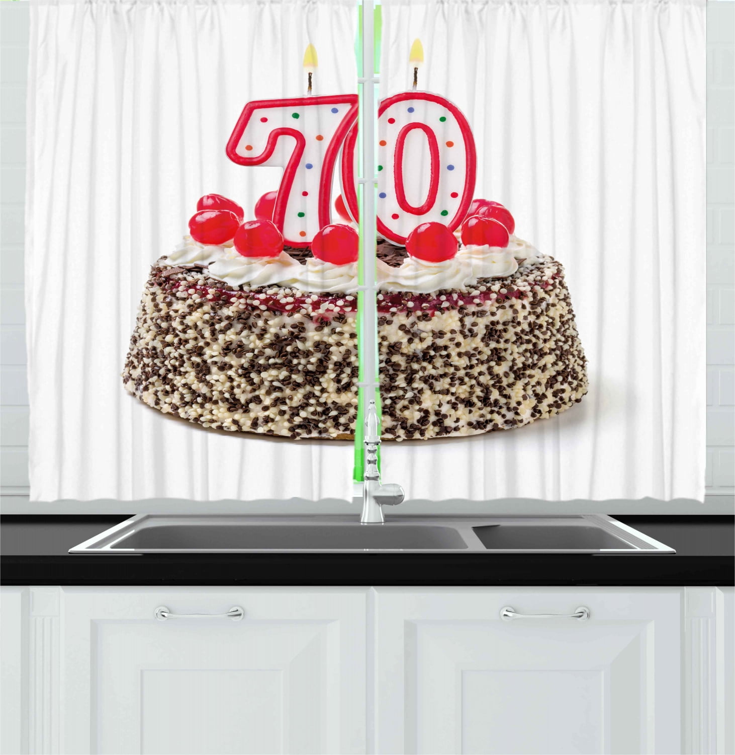 Ambesonne Colorful Kitchen Curtains, Candle Sprinkles, 55"x39 ...