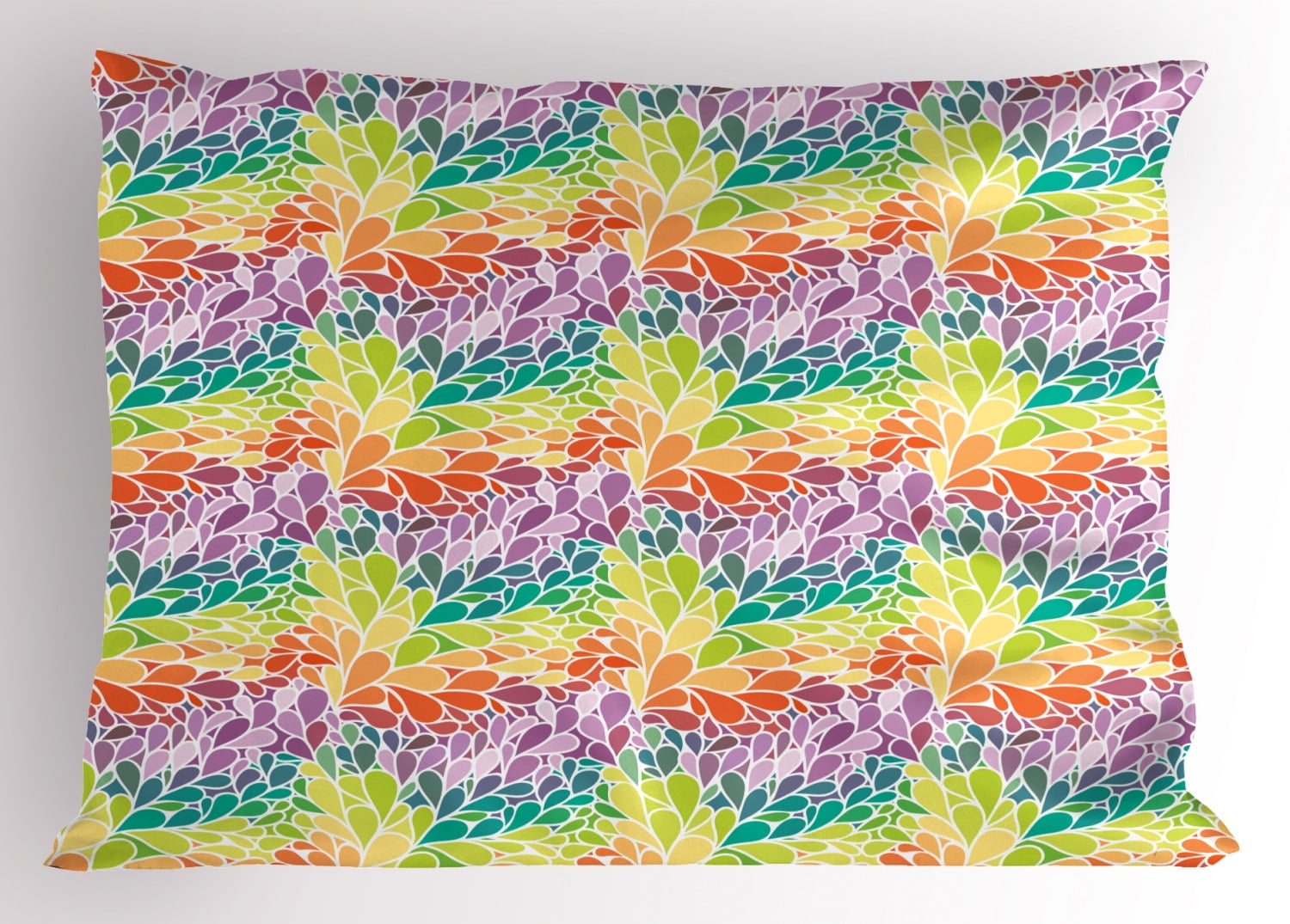 Ambesonne Colorful Pillow Sham, Doodle Lively Leaves, 36" X 20 ...