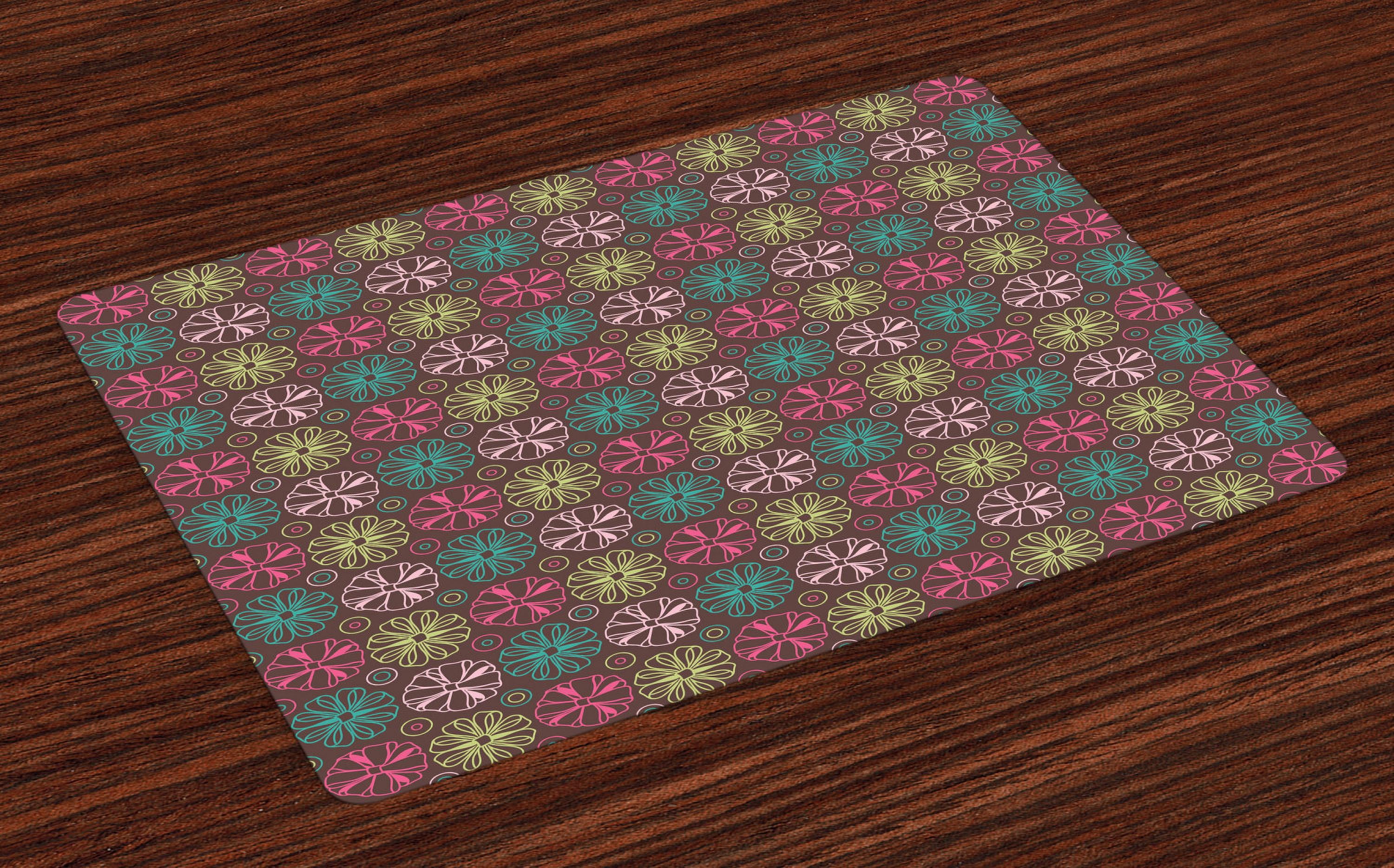 Ambesonne Colorful Place Mats Set of 4, Bows Circles Retro, Standard ...