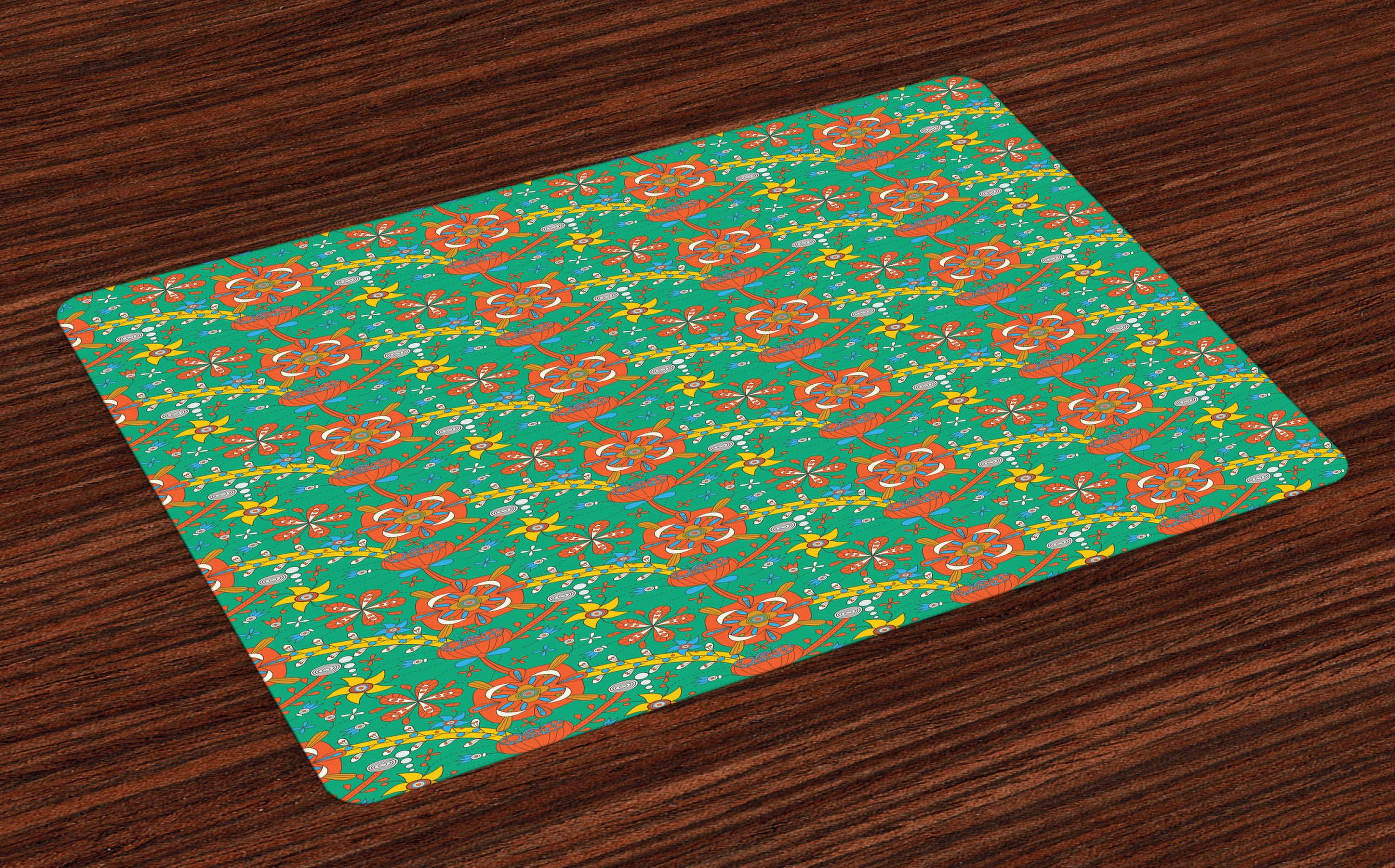 Ambesonne Colorful Place Mats Set of 4, Dot Cartoony Nature Design ...