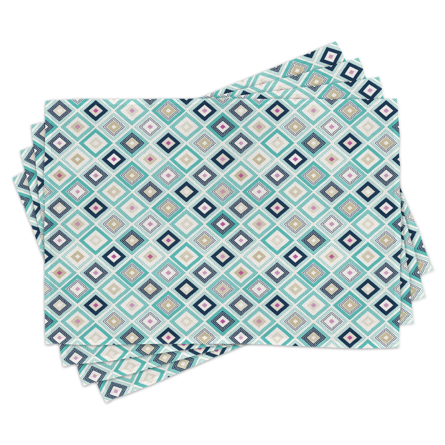 Ambesonne Colorful Place Mats Set of 4, Dots Rhombus Diamond, Standard ...