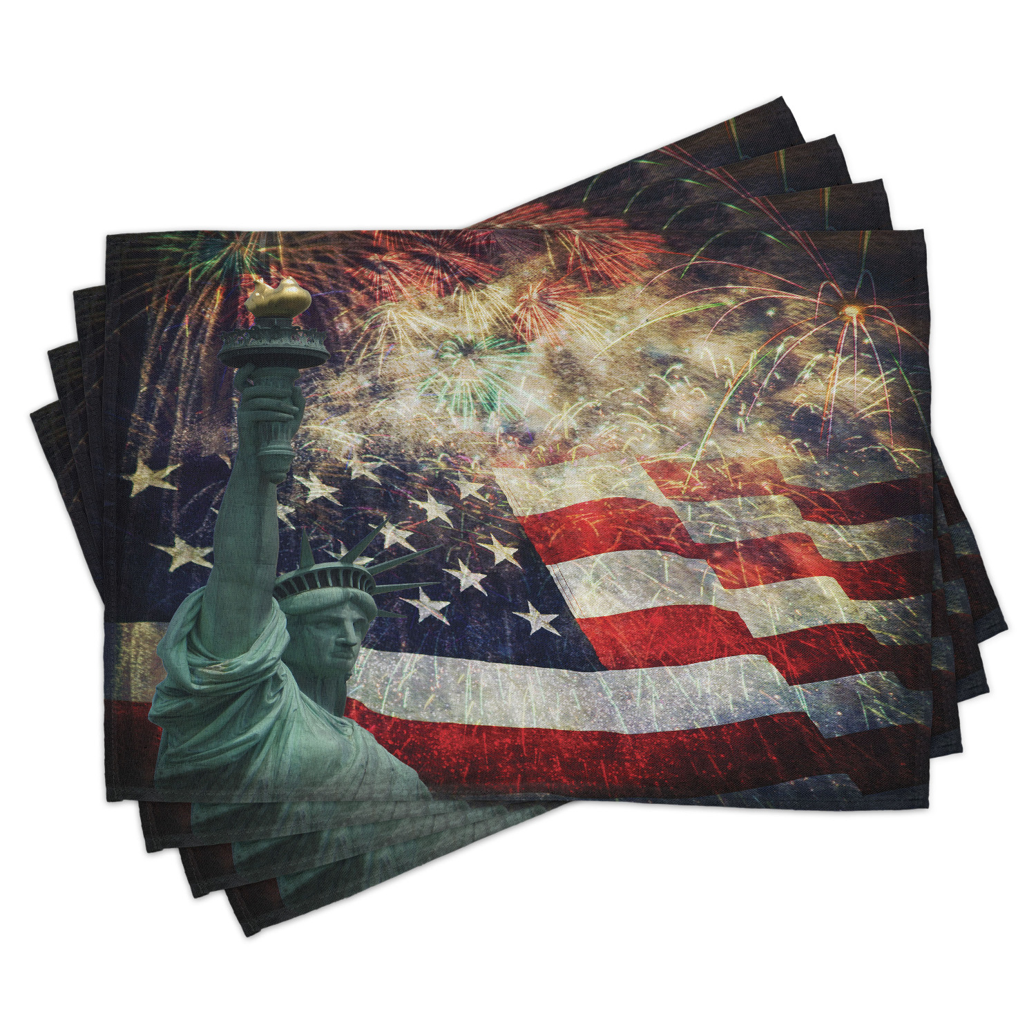 Ambesonne Colorful Place Mats Set of 4, Fireworks 4th of July, Standard ...