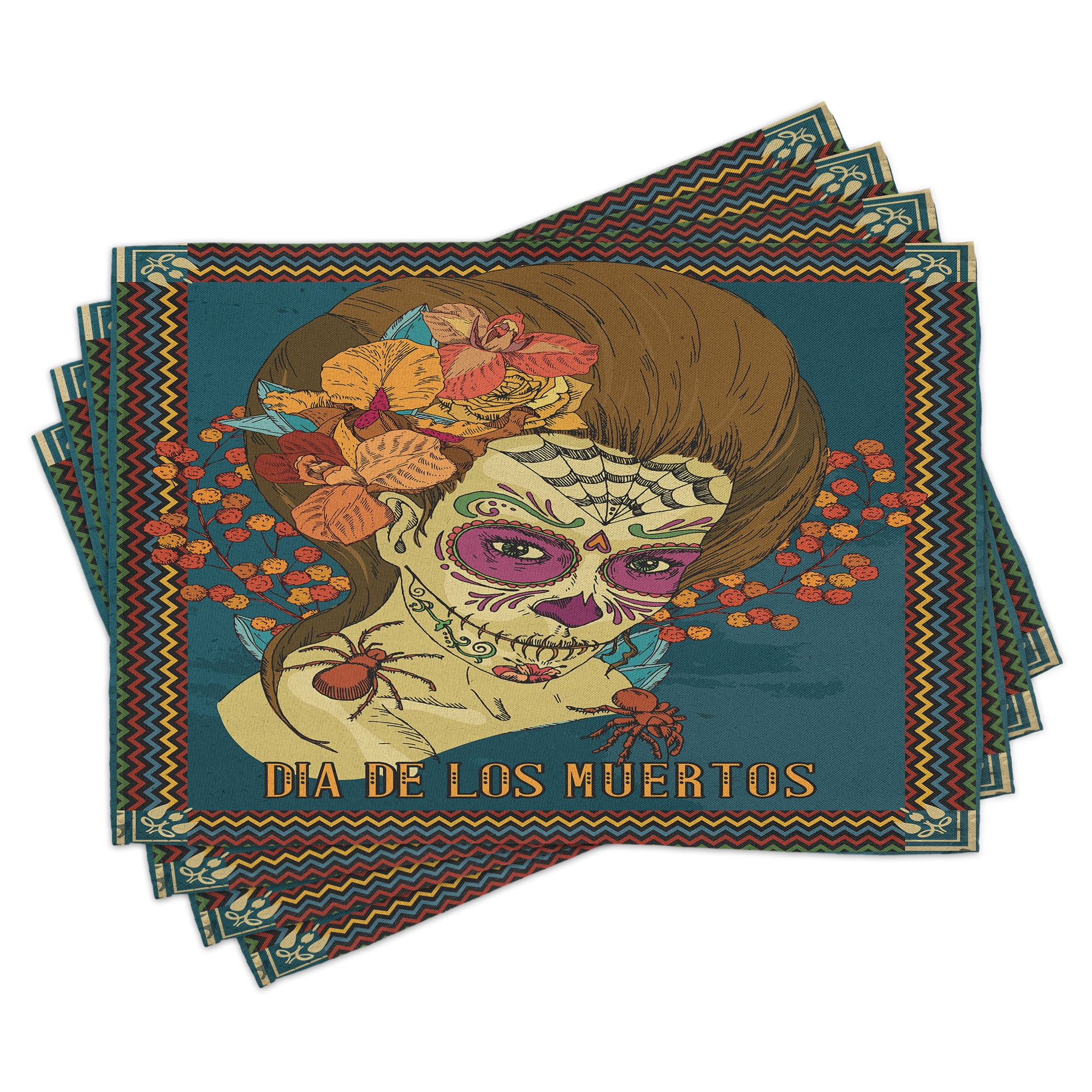 Ambesonne Colorful Place Mats Set of 4, Girl Roses Hearts, Standard ...