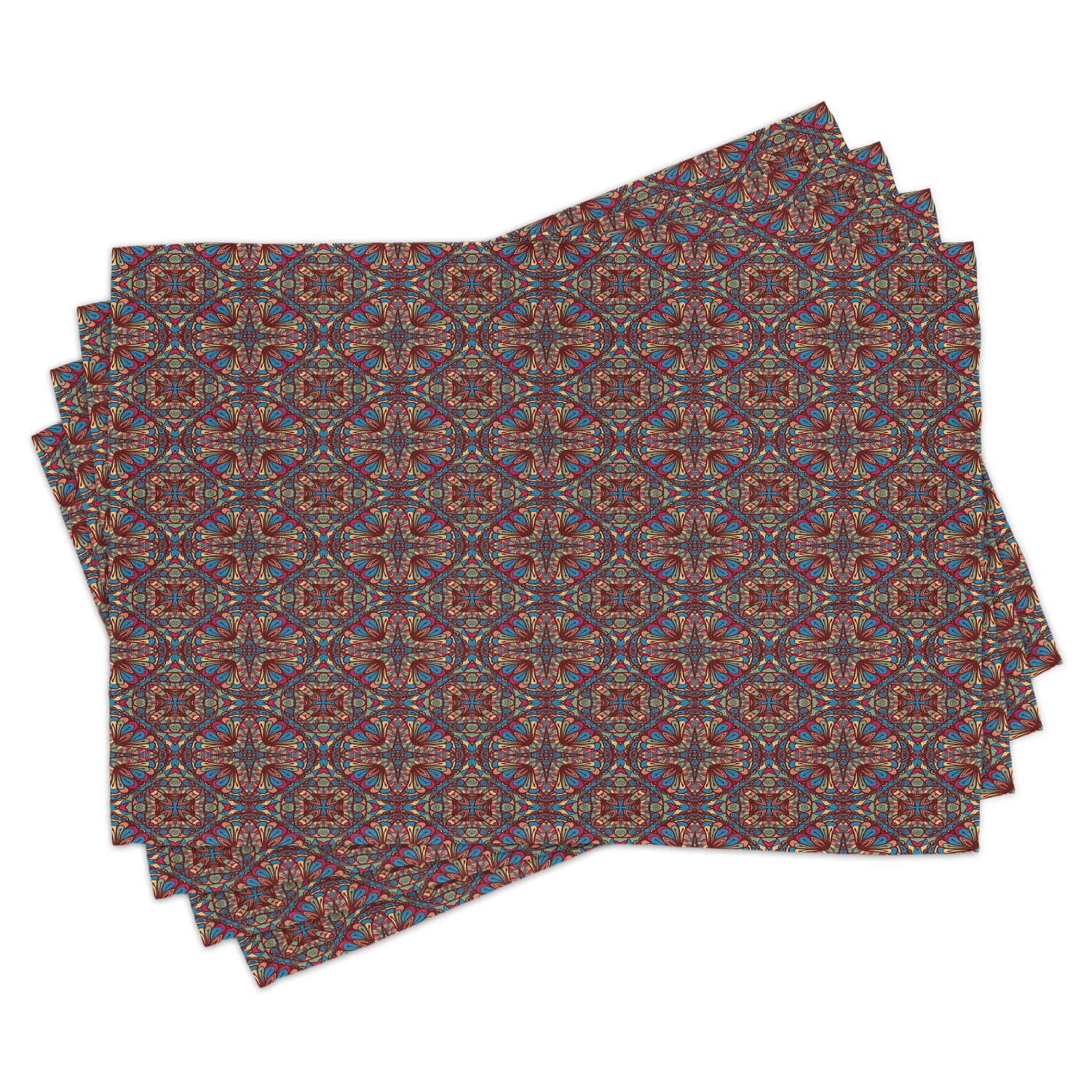 Ambesonne Colorful Place Mats Set of 4, Jumble Stained Glass Art ...