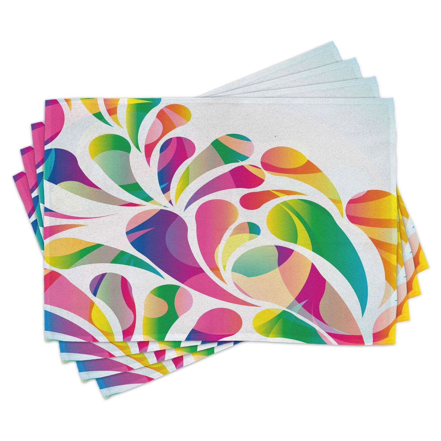 Ambesonne Colorful Place Mats Set of 4, Leaf Shape Vivid Forms ...