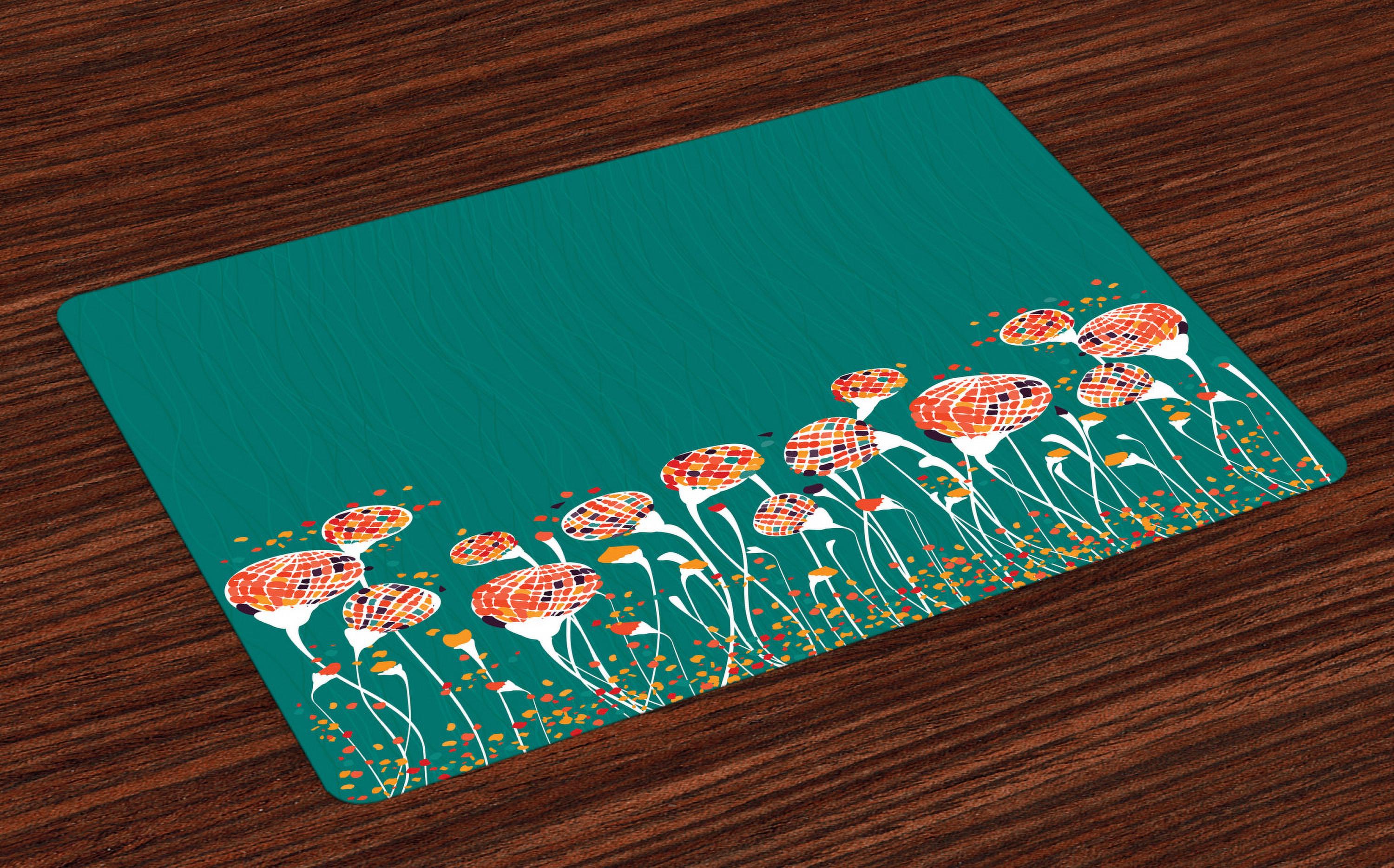 Ambesonne Colorful Place Mats Set of 4, Modern Spring Flowers, Standard ...