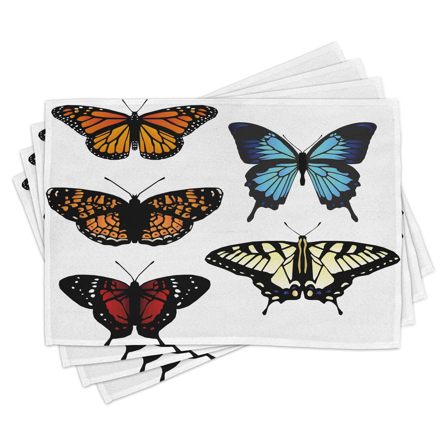 Ambesonne Colorful Place Mats Set of 4, Monarch Wings Abstract ...