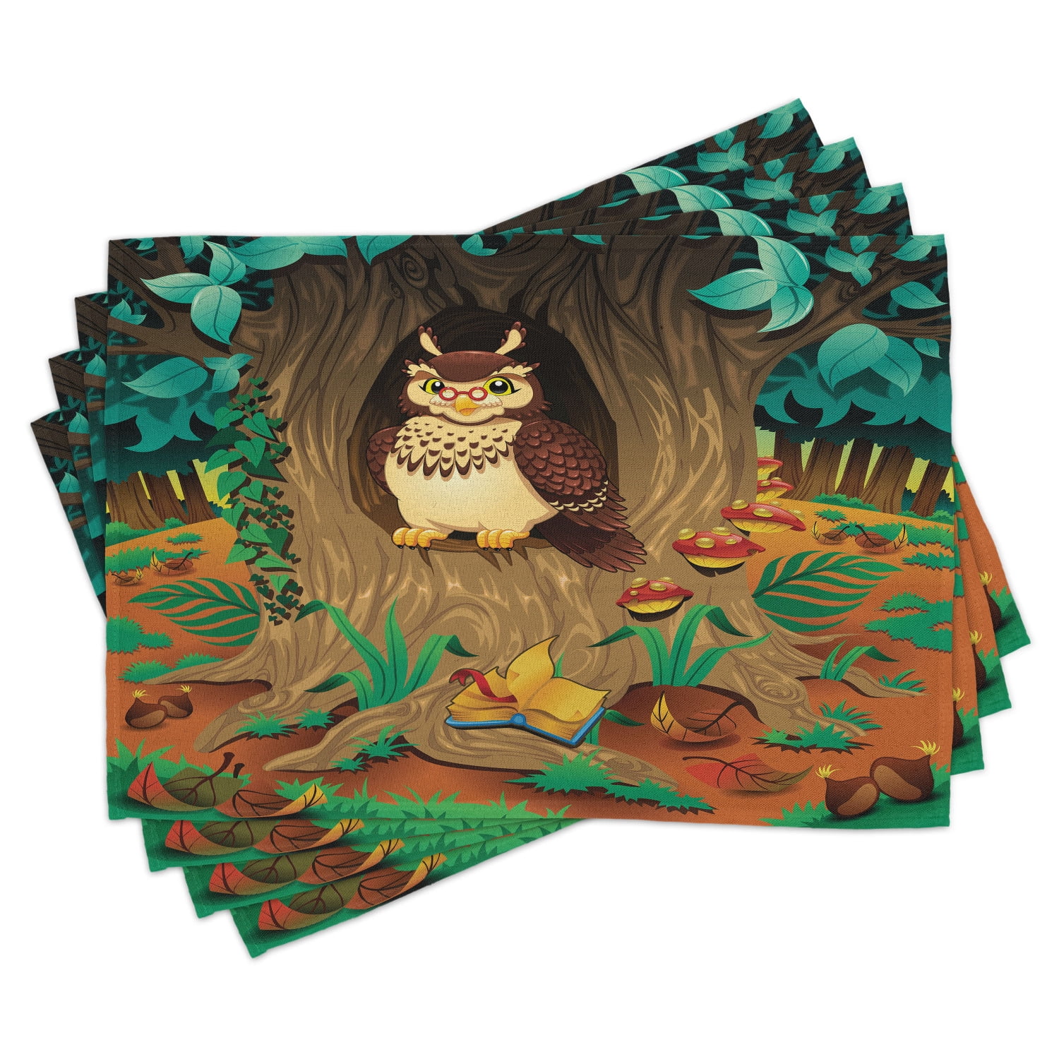 Ambesonne Colorful Place Mats Set of 4, Nanny Grandma Sage Owl ...