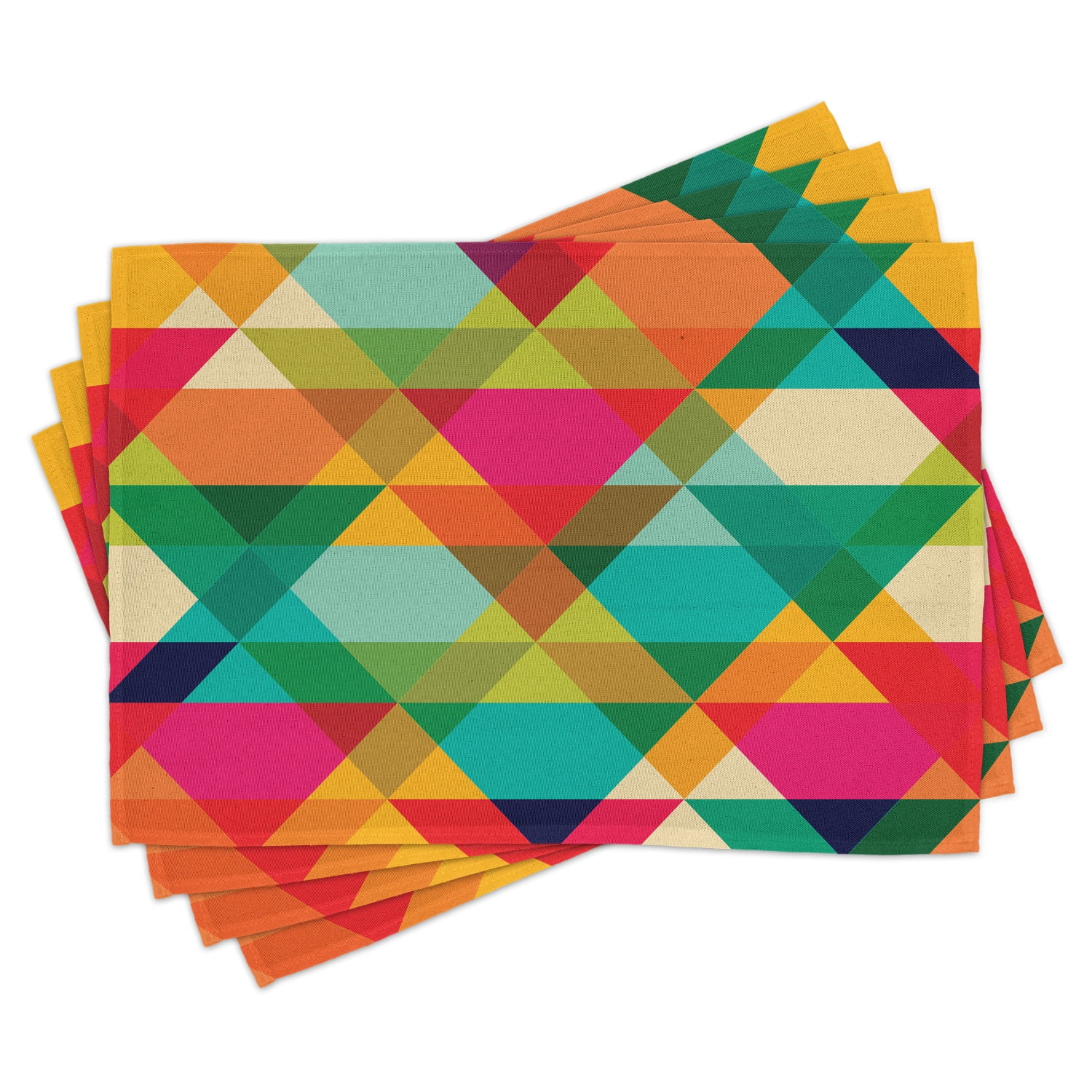 Ambesonne Colorful Place Mats Set of 4, Retro Colors Graphic Art ...
