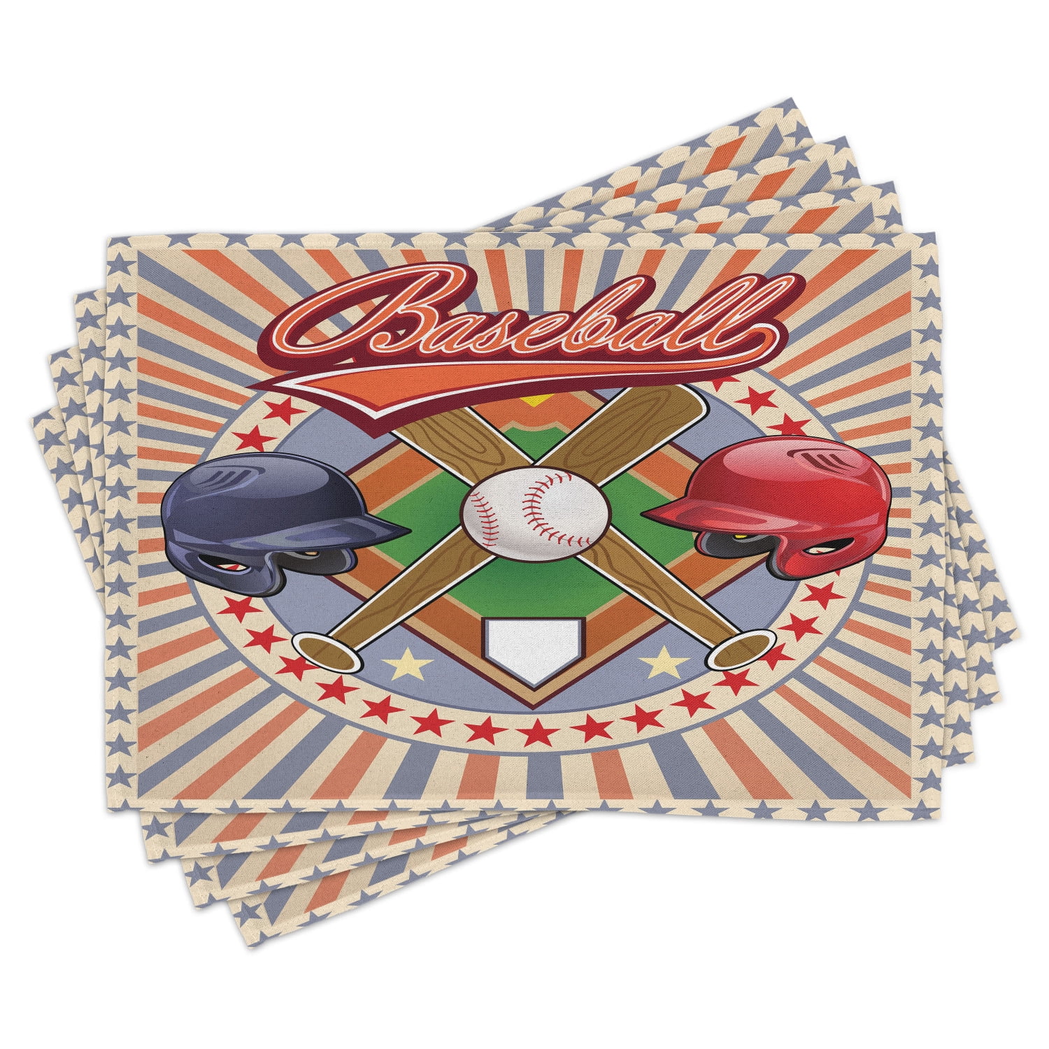 Ambesonne Colorful Place Mats Set of 4, Retro Pop Art Baseball ...