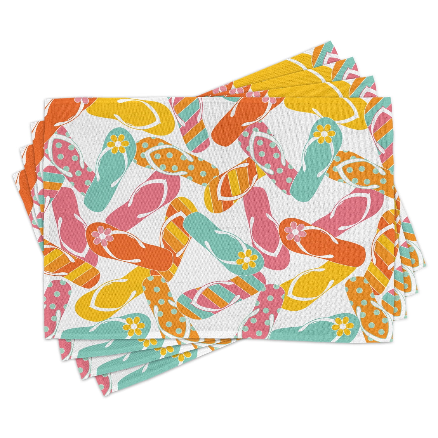 Ambesonne Colorful Place Mats Set of 4, Summer Holiday Sandals ...