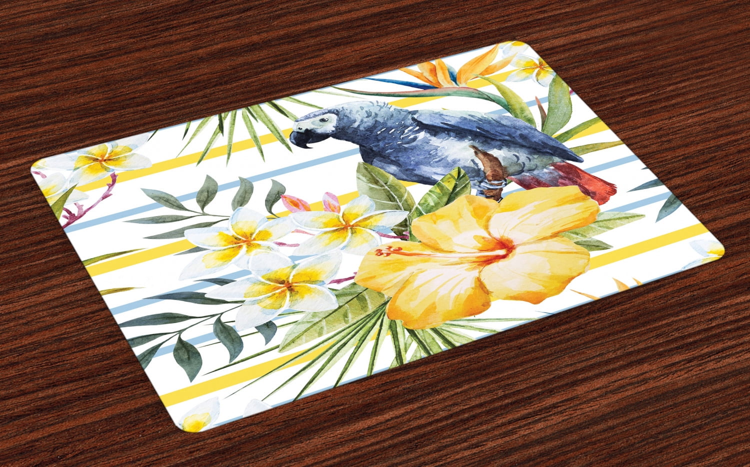 Ambesonne Colorful Place Mats Set of 4, Tropic Exotic Parrots, Standard ...