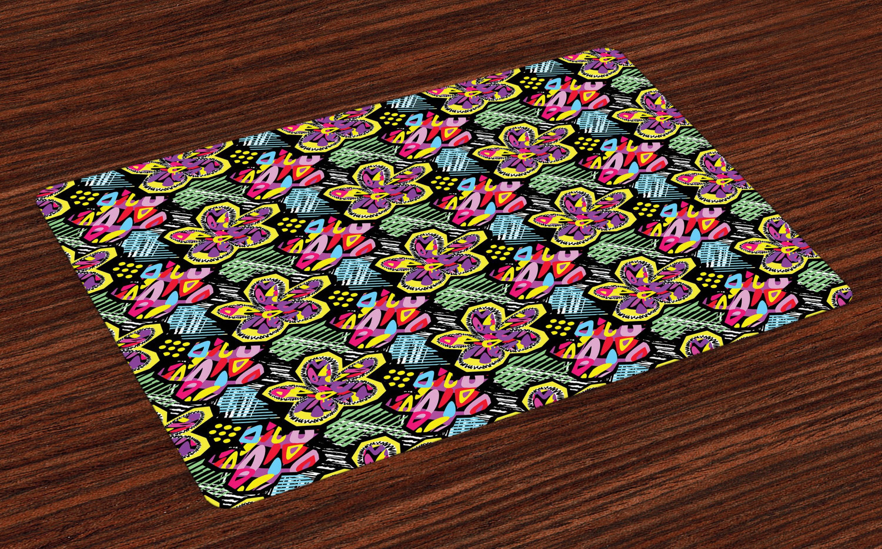 Ambesonne Colorful Place Mats Set of 4, Vibrant Floral, Standard Size ...
