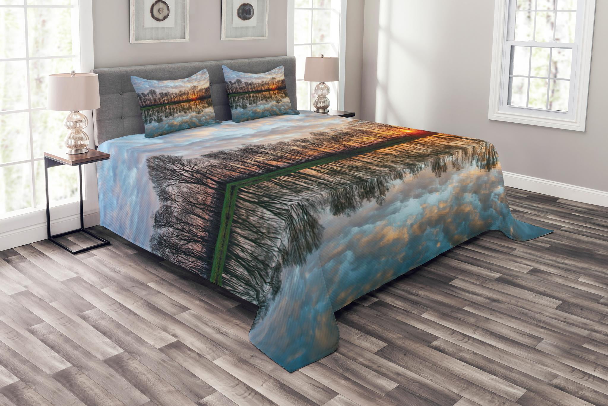 Ambesonne Colorful Quilted Bedspread Set 3 Pcs, Boho Sunset, Queen Size ...