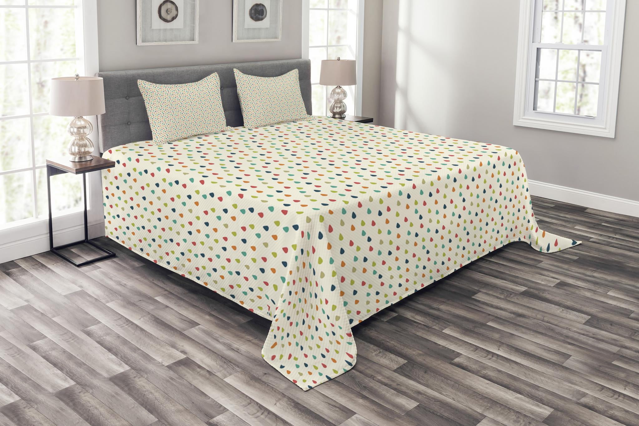 Ambesonne Colorful Quilted Bedspread Set 3 Pcs, Graphic Waterdrops ...