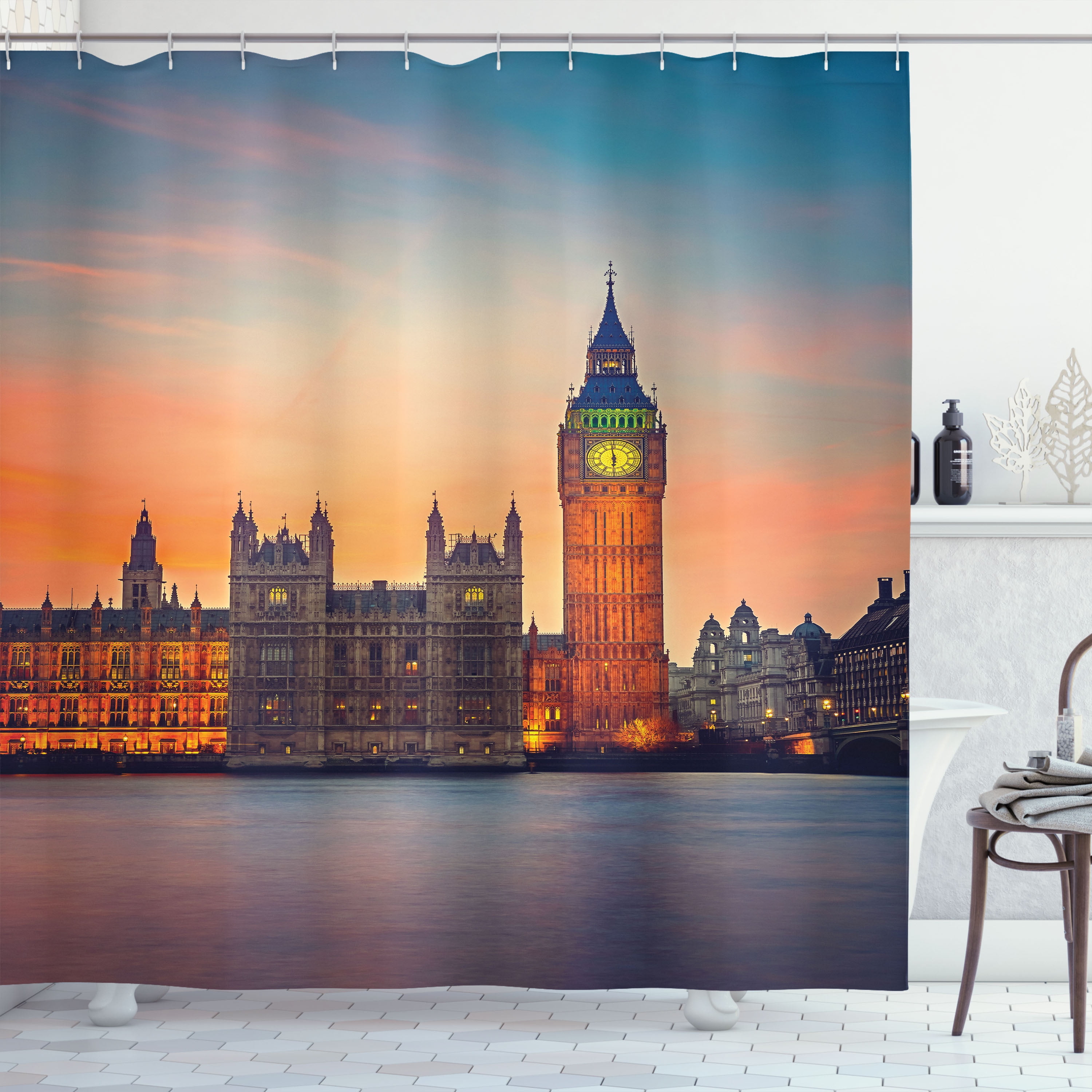 Ambesonne Colorful Shower Curtain, Big Ben and Parliament, 69"Wx70"L ...