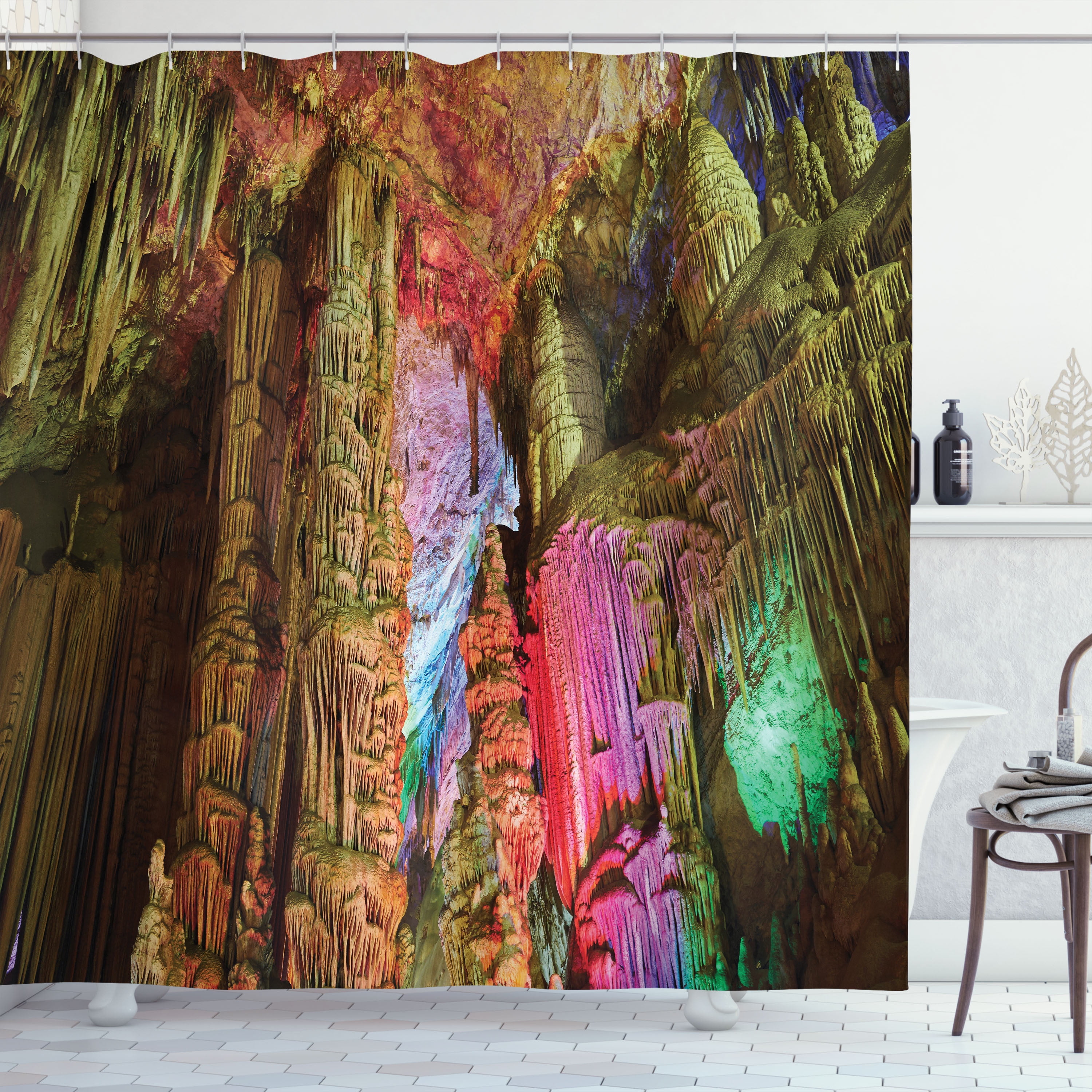 Ambesonne Colorful Shower Curtain, Geologic Cistern Rain, 69"Wx75"L ...