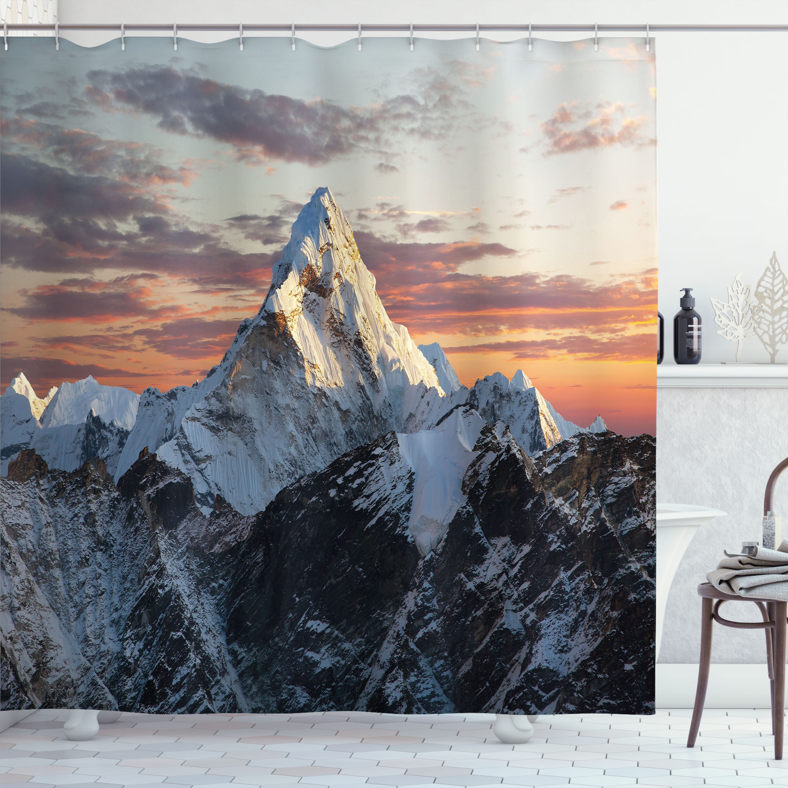 Ambesonne Colorful Shower Curtain, Mountain Nepal Everest, 69"Wx75"L ...