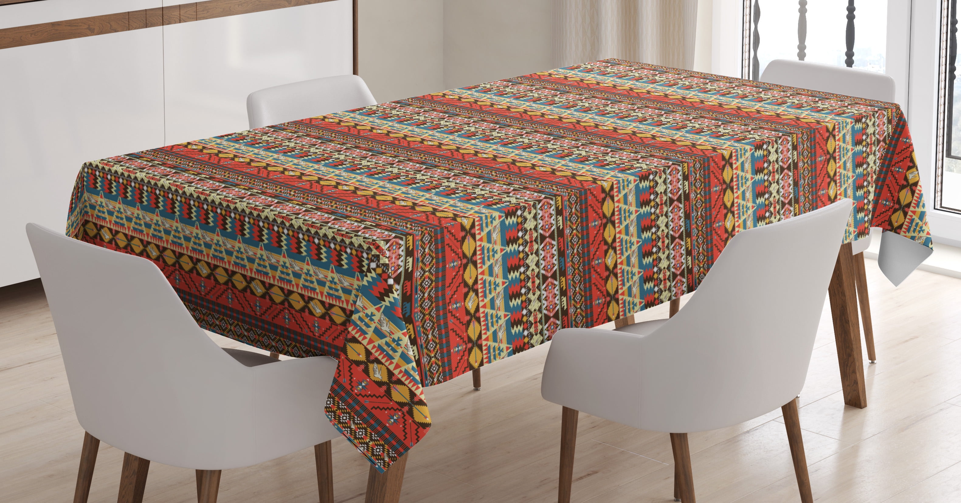 Ambesonne Colorful Tablecloth Rectangular Table Cover, Aztec Birds ...