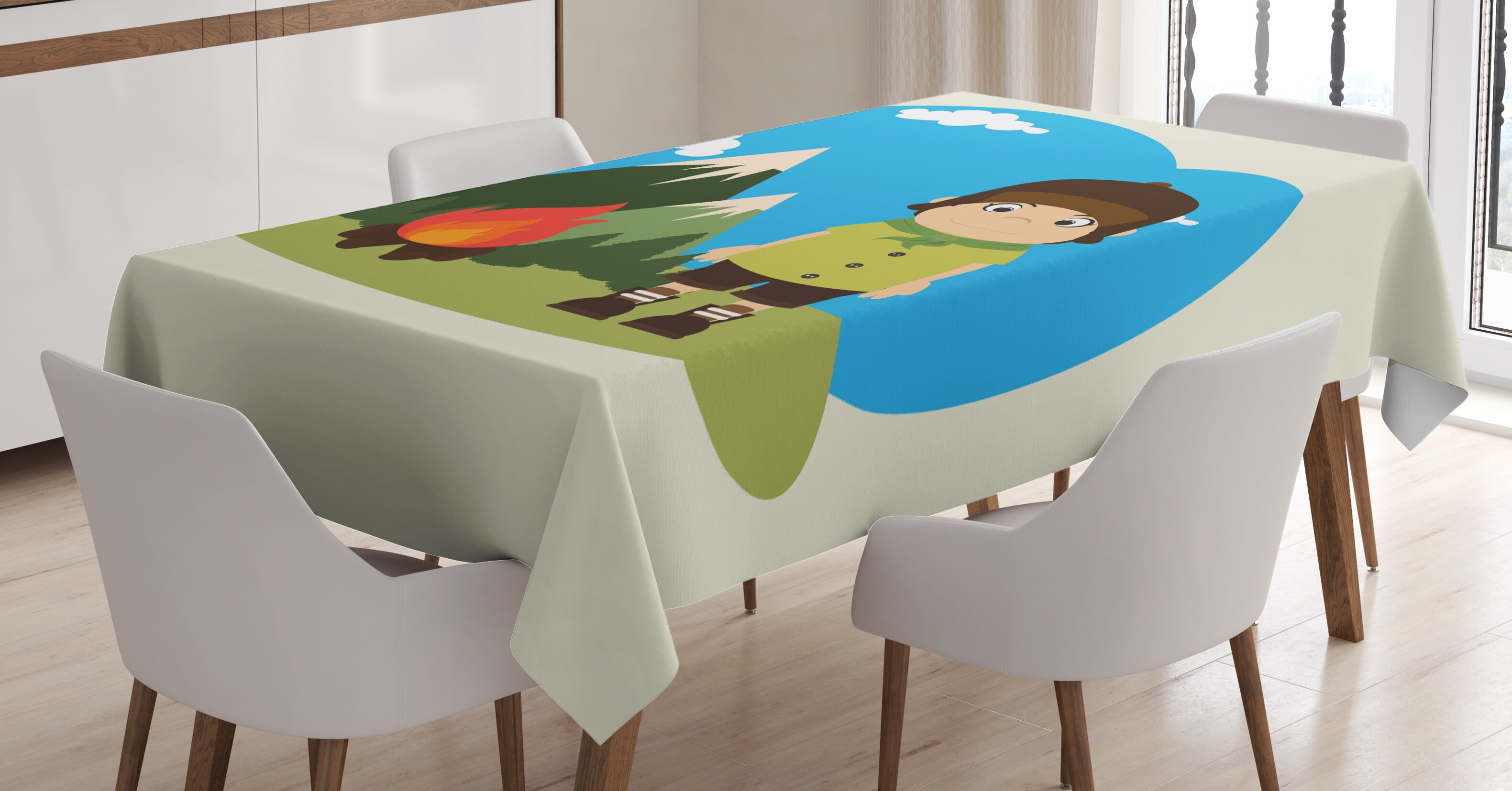 Ambesonne Colorful Tablecloth Rectangular Table Cover, Campfire on ...