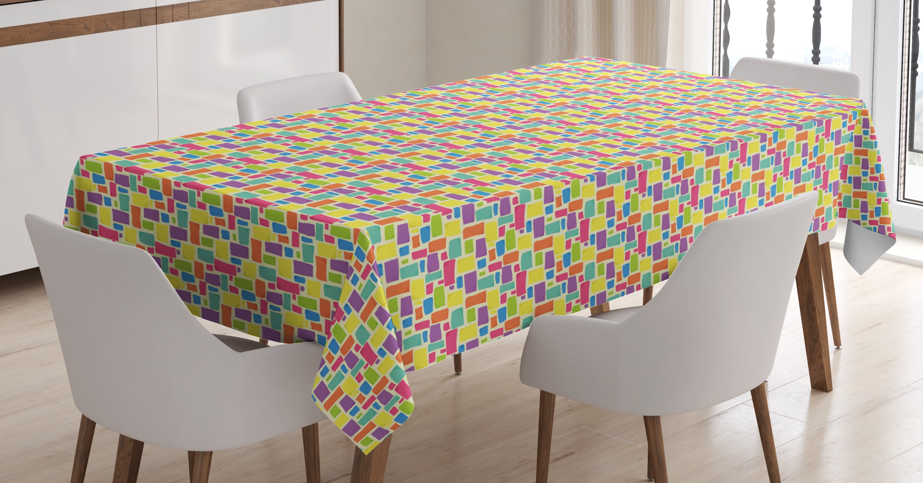 Ambesonne Colorful Tablecloth Rectangular Table Cover, Hipster Funky ...