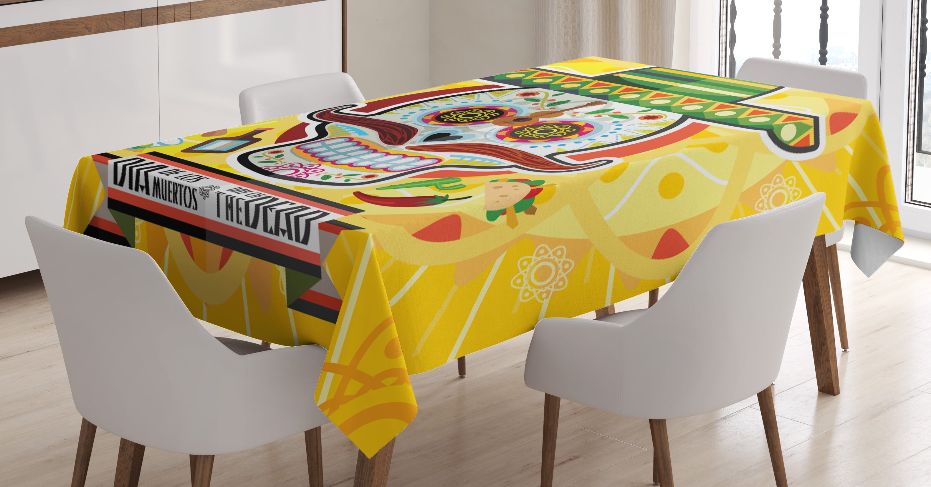 Ambesonne Colorful Tablecloth Rectangular Table Cover, Mexican Sugar ...