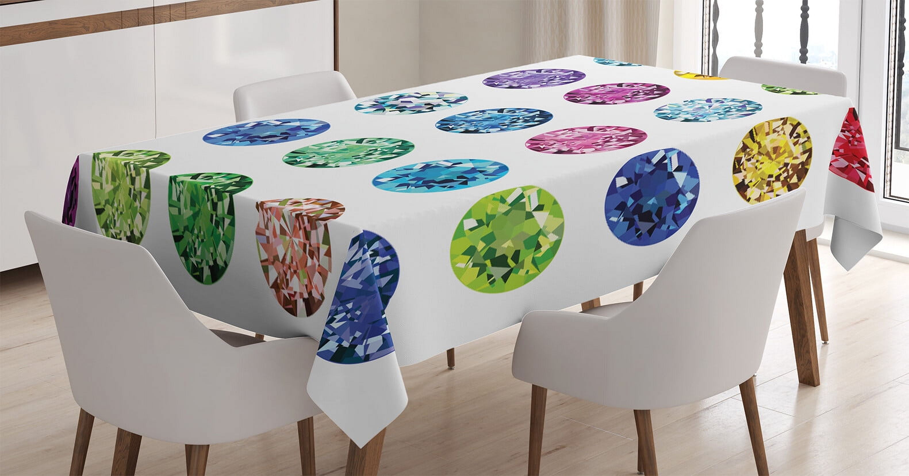 Ambesonne Colorful Tablecloth Rectangular Table Cover, Oval Diamonds ...